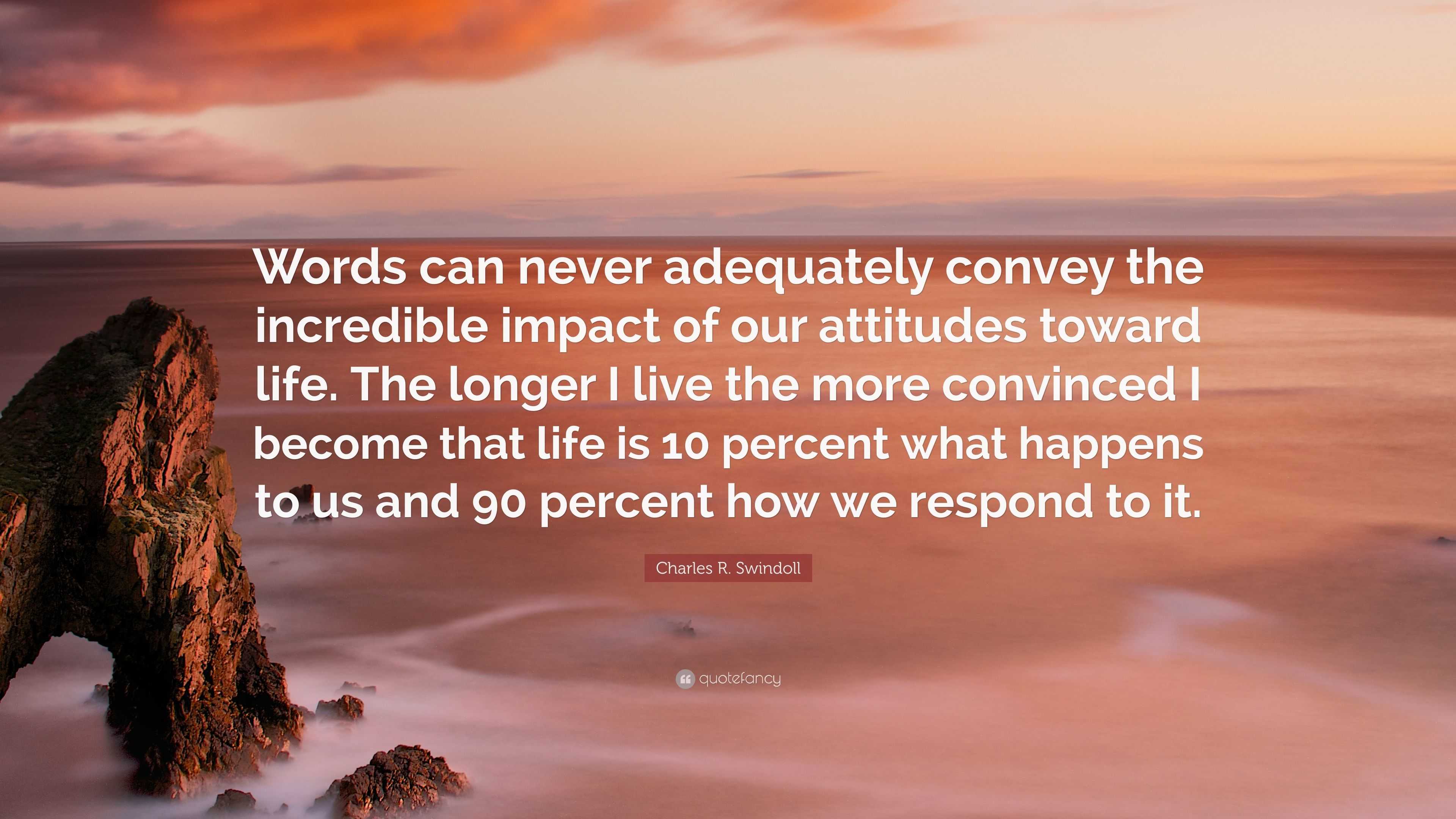 Charles R. Swindoll Quote: “Words can never adequately convey the ...
