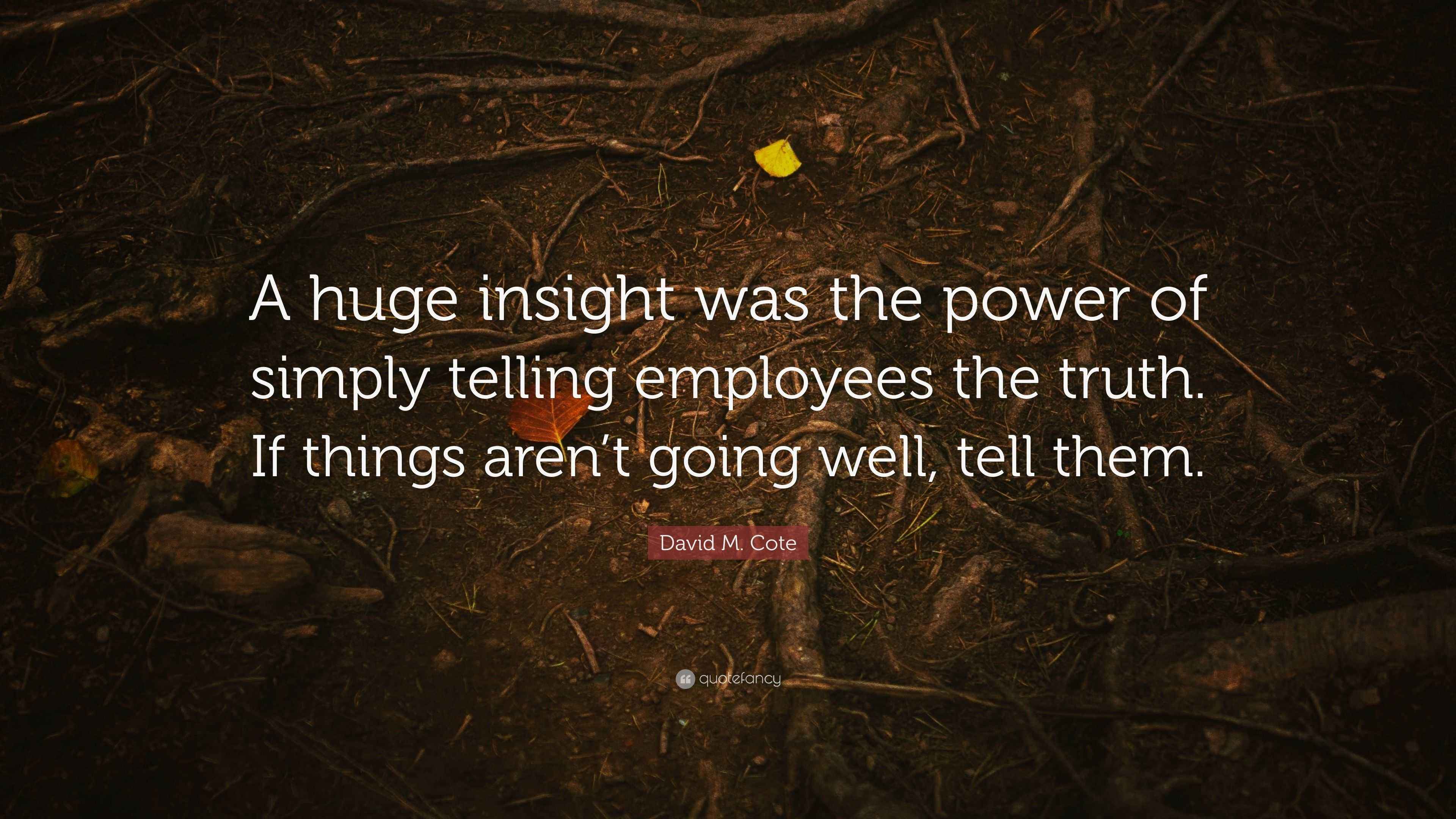 David M. Cote Quote: “A huge insight was the power of simply telling ...