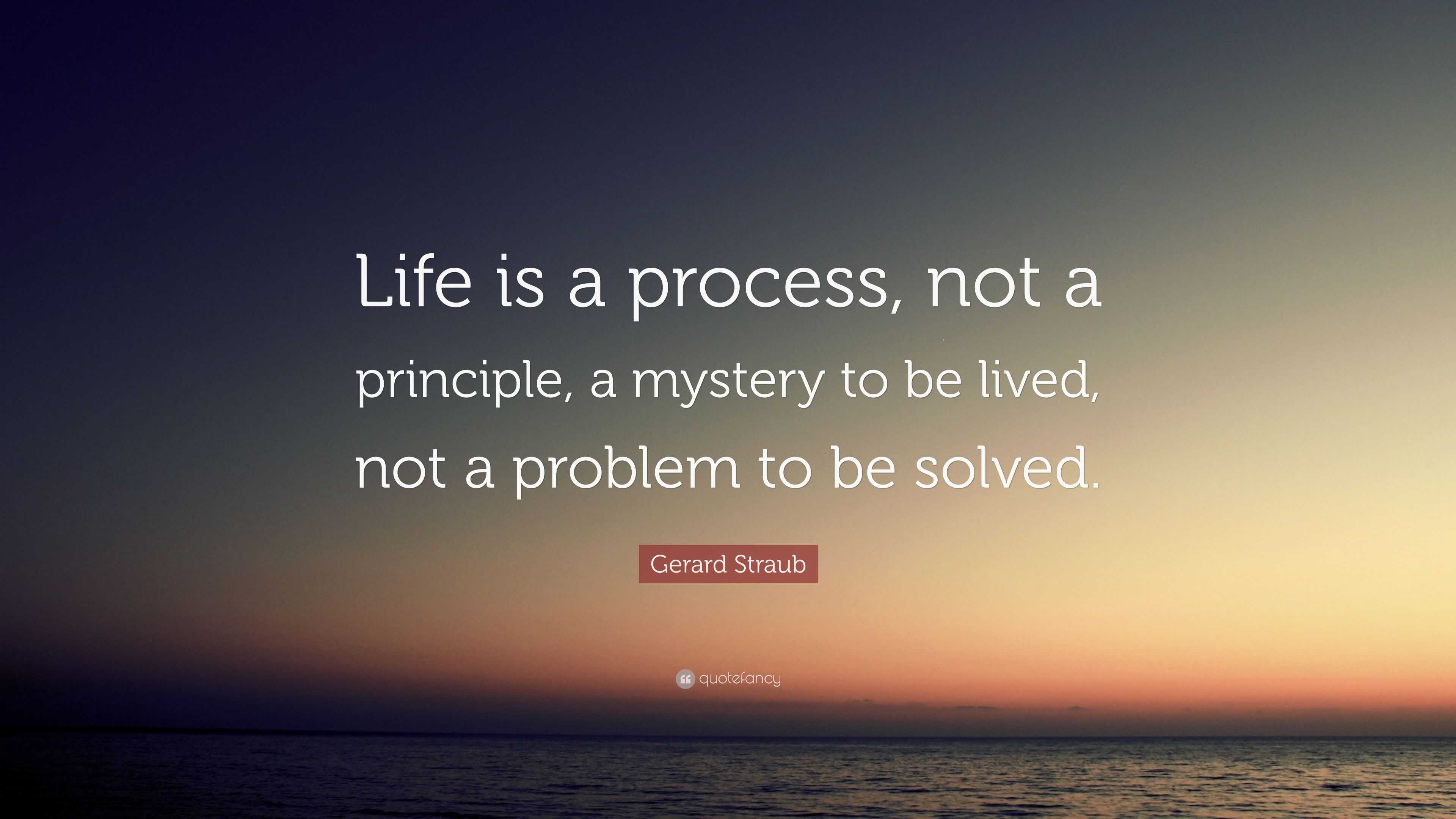 Gerard Straub Quote: “Life is a process, not a principle, a mystery to ...