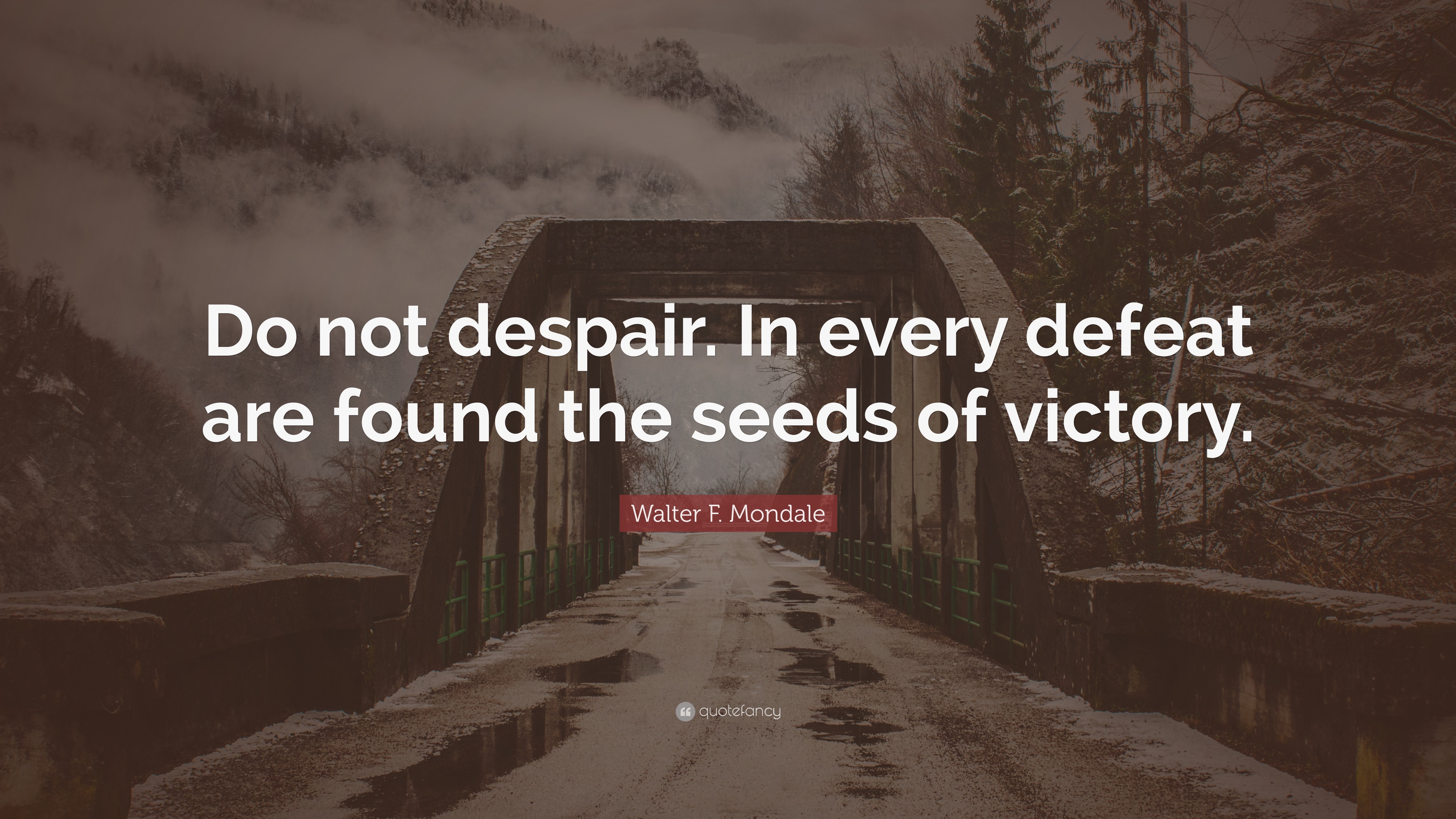Walter F. Mondale Quote: “Do not despair. In every defeat are found the ...