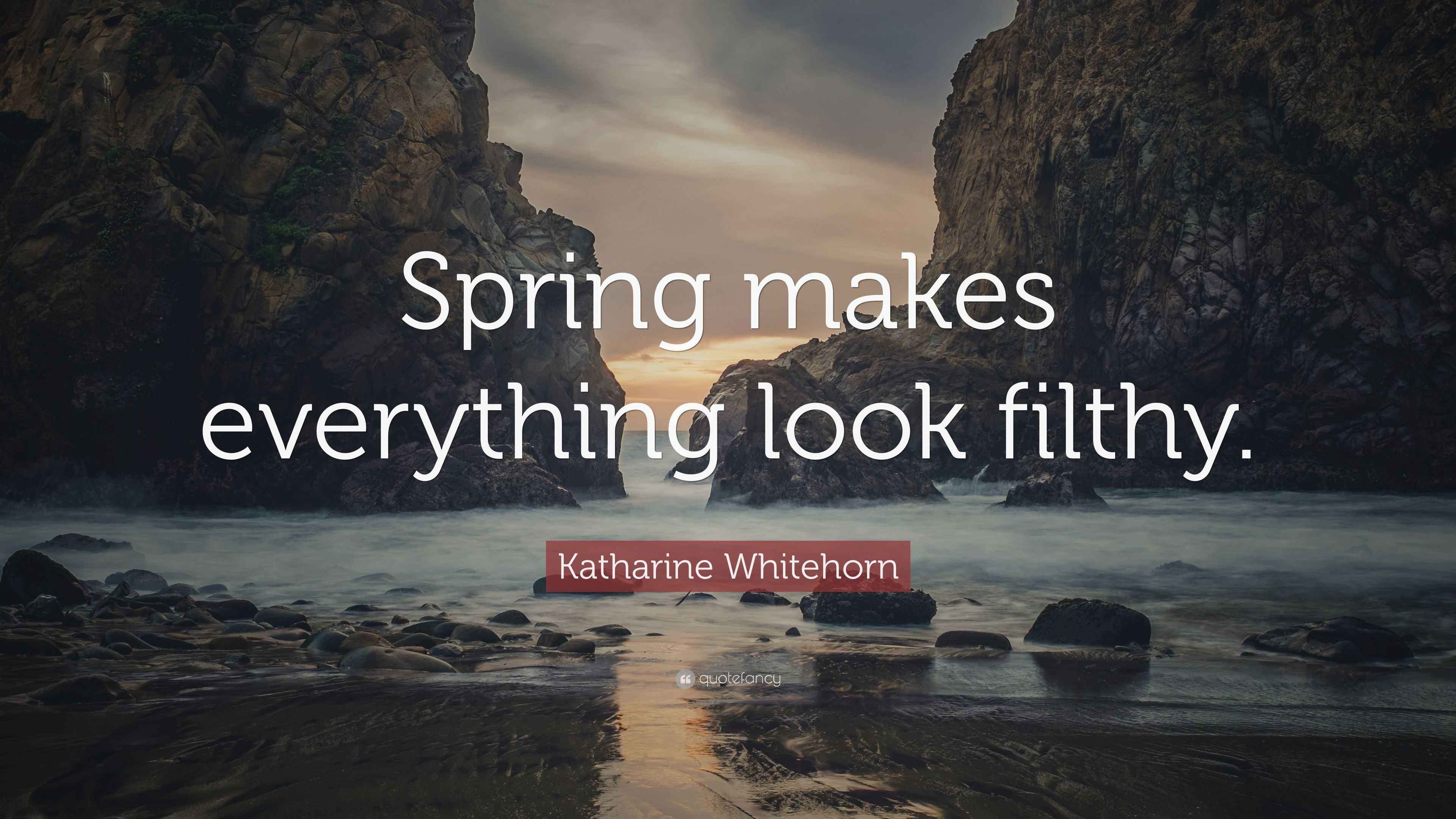 Katharine Whitehorn Quote: “Spring makes everything look filthy.”