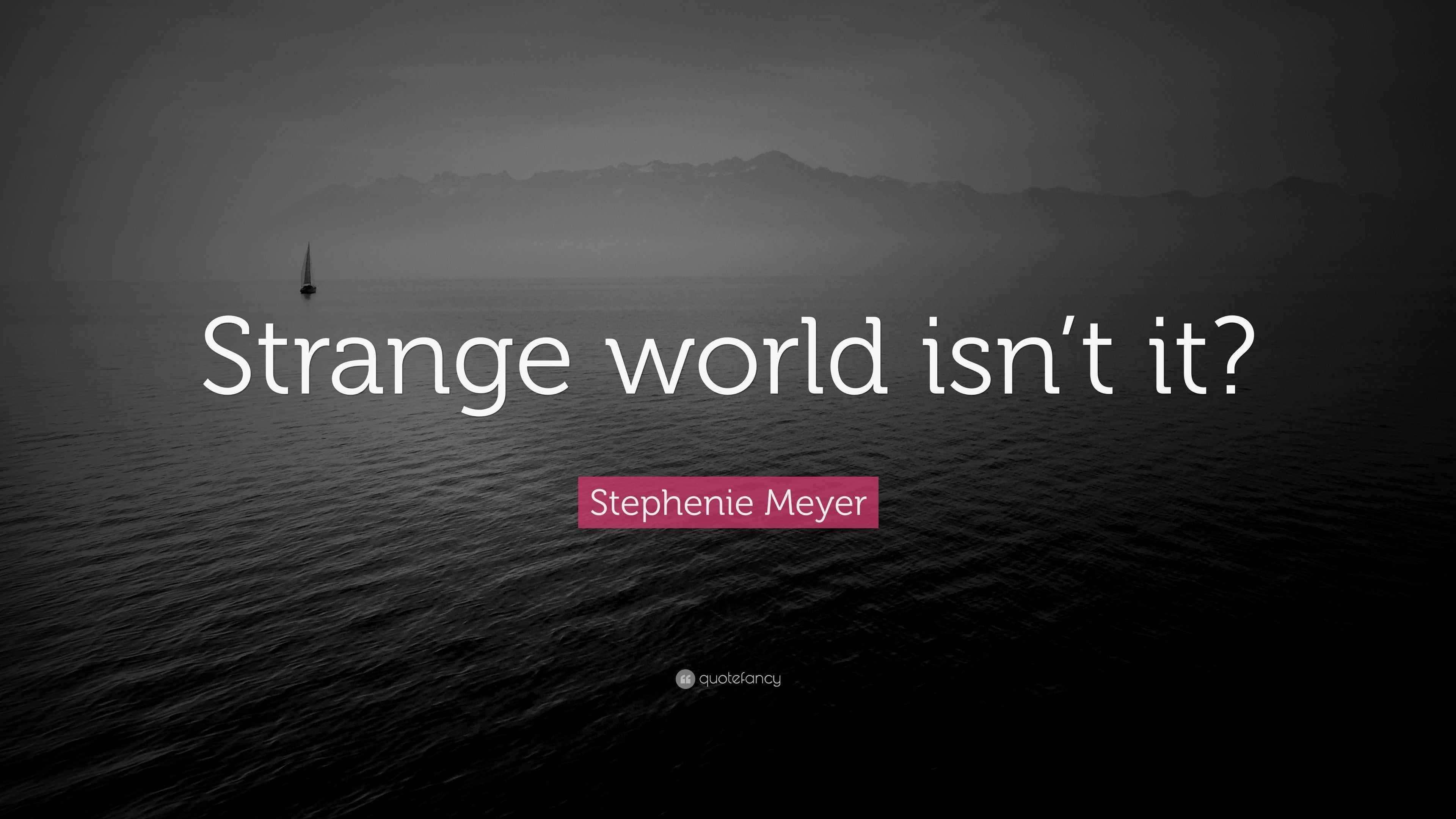 Stephenie Meyer Quote: “Strange world isn’t it?”