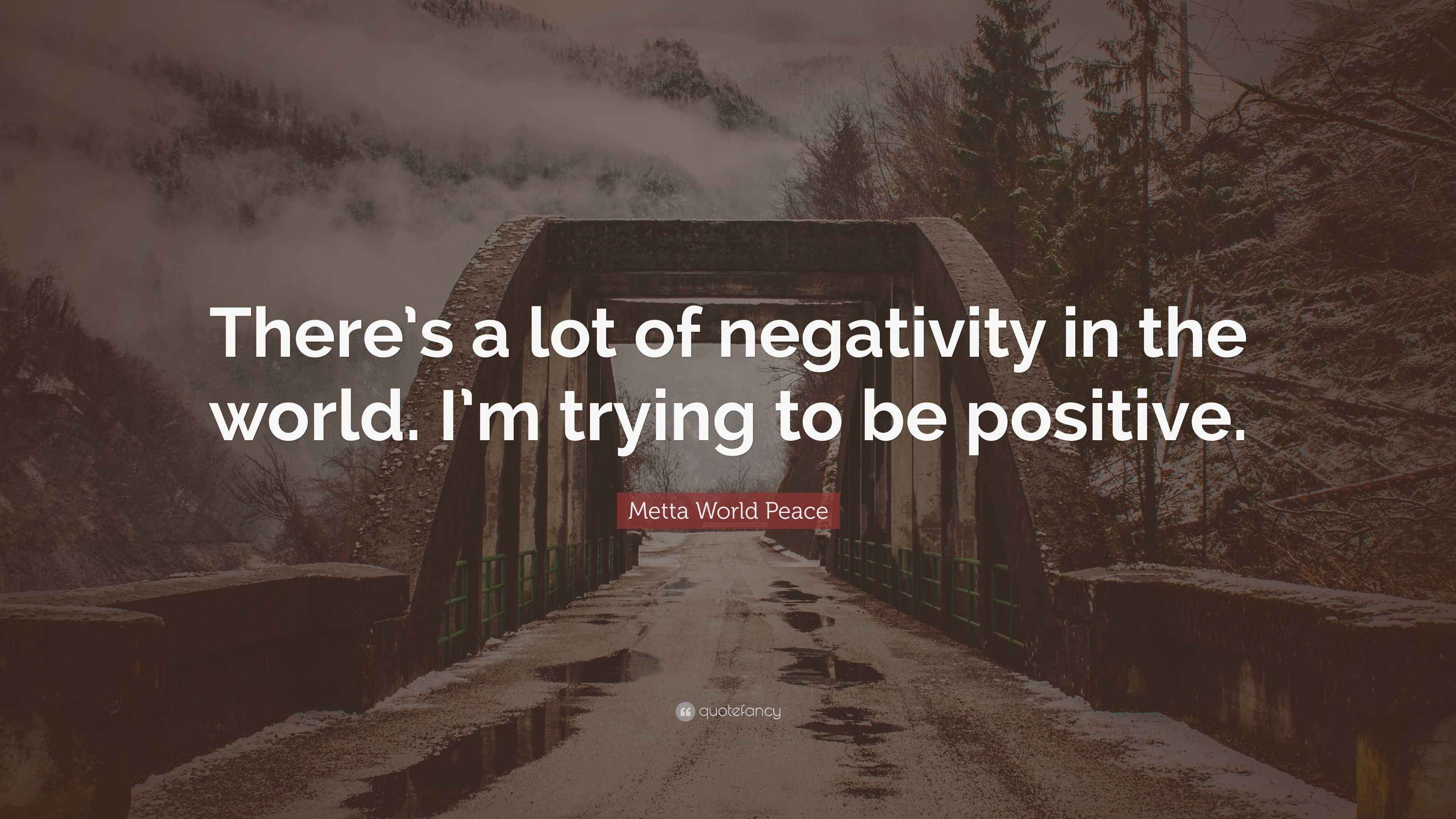 Metta World Peace Quote: “There’s a lot of negativity in the world. I’m ...