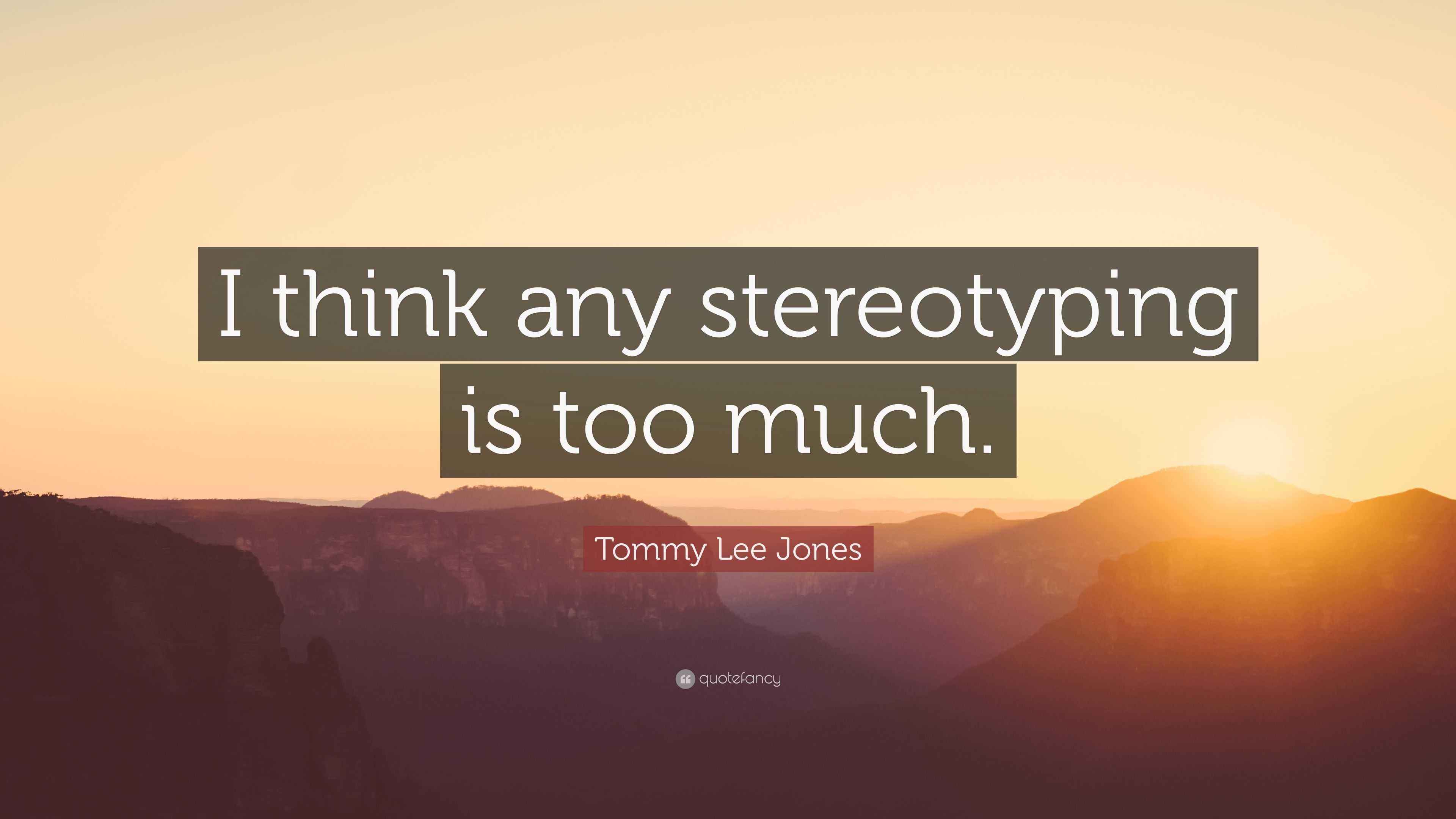 Tommy Lee Jones Quote: “I think any stereotyping is too much.”