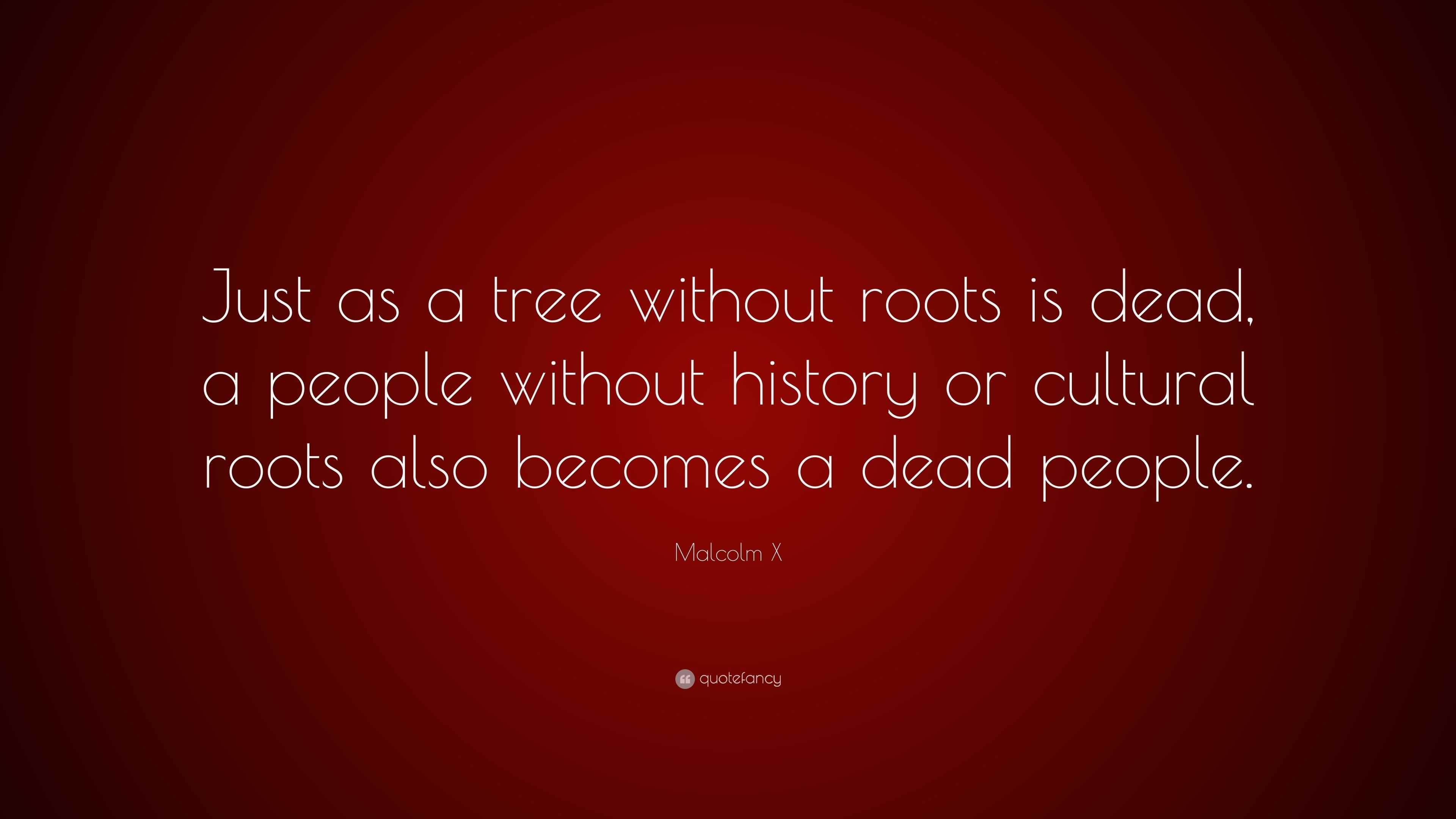 Malcolm X Quote: “Just as a tree without roots is dead, a people ...