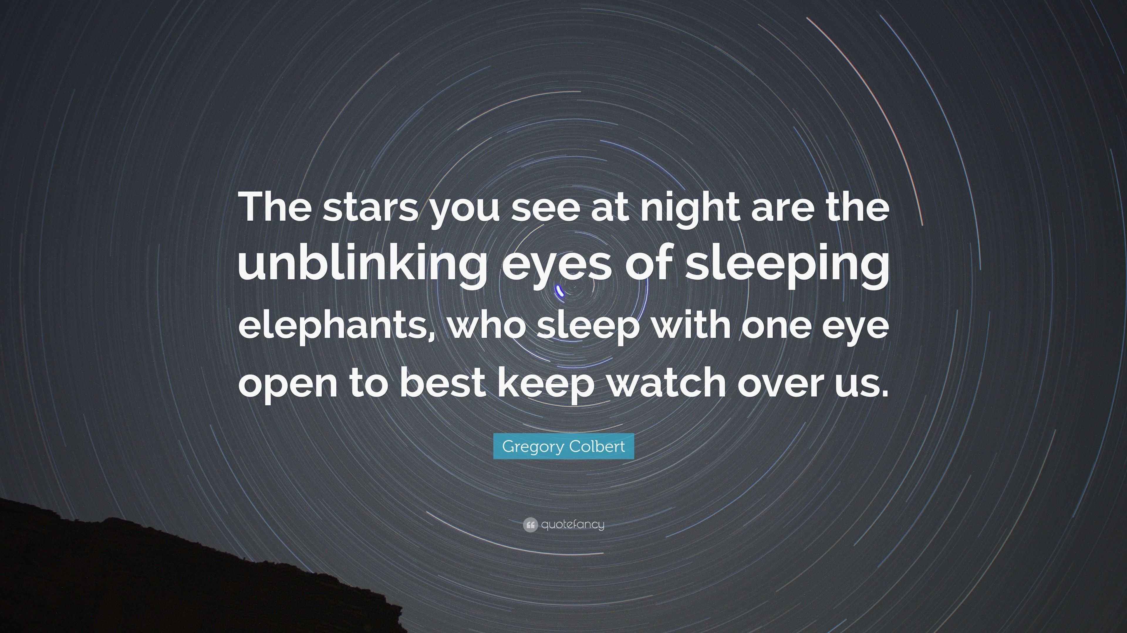 Gregory Colbert Quote: “The stars you see at night are the unblinking ...