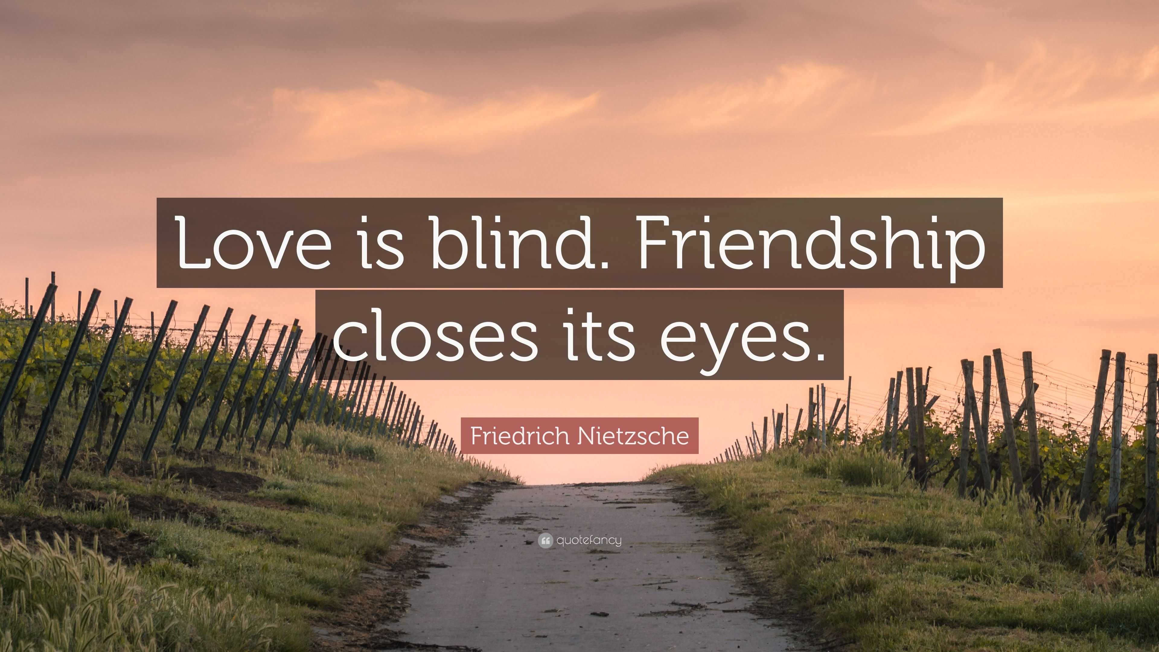 Friedrich Nietzsche Quote: “Love is blind. Friendship closes its eyes.”