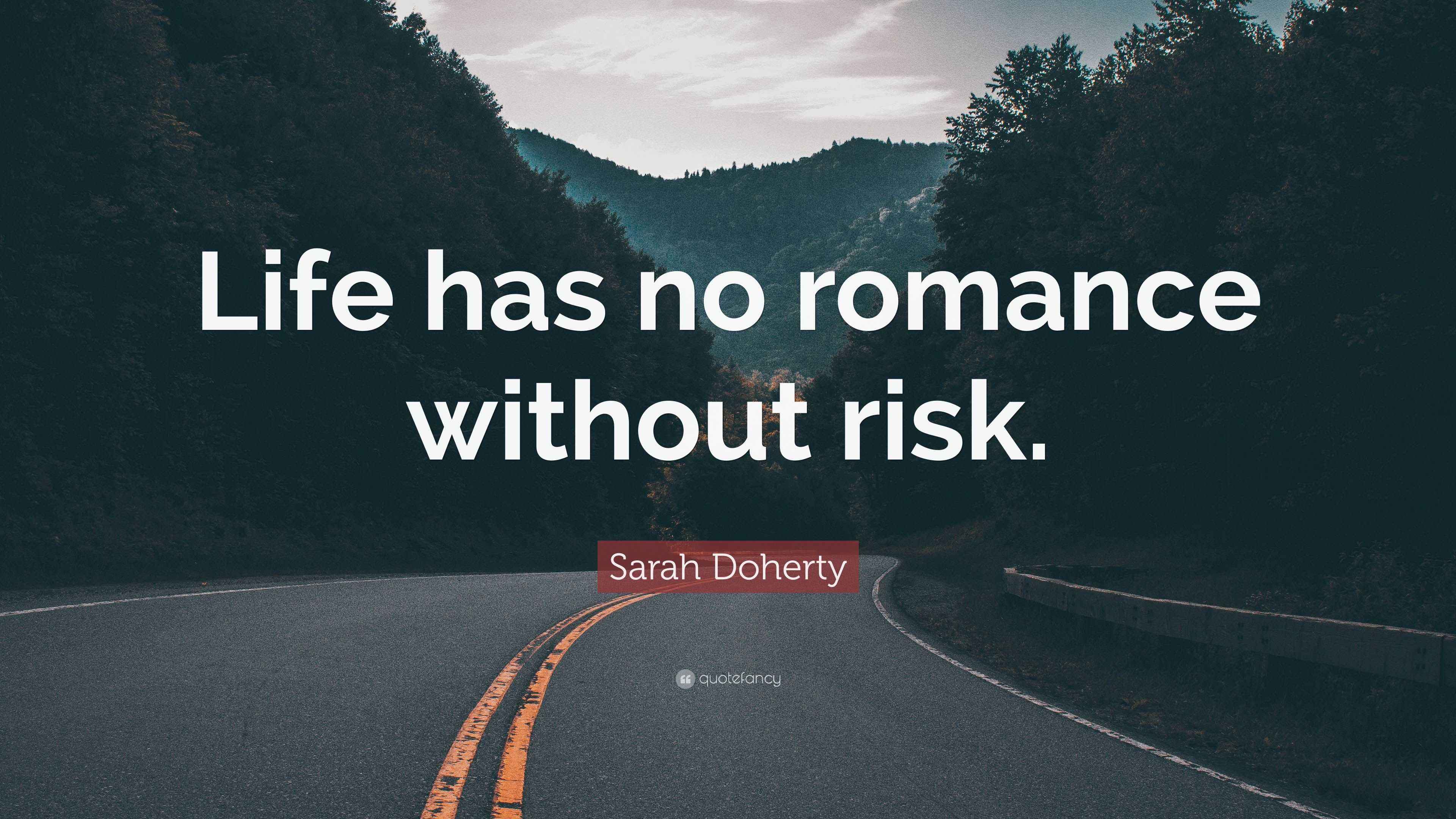 Sarah Doherty Quote: “Life has no romance without risk.”