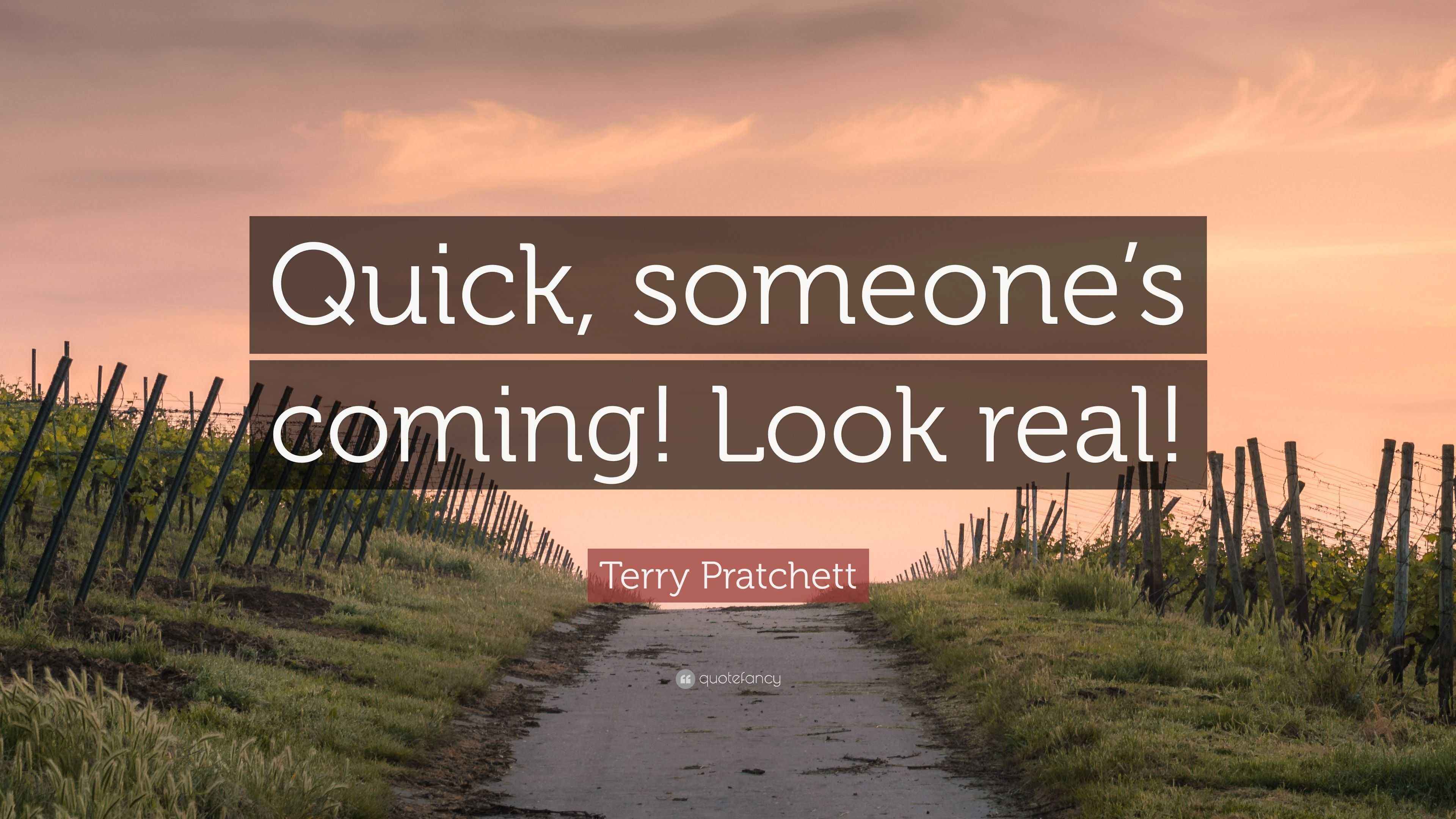 Terry Pratchett Quote: “Quick, someone’s coming! Look real!”