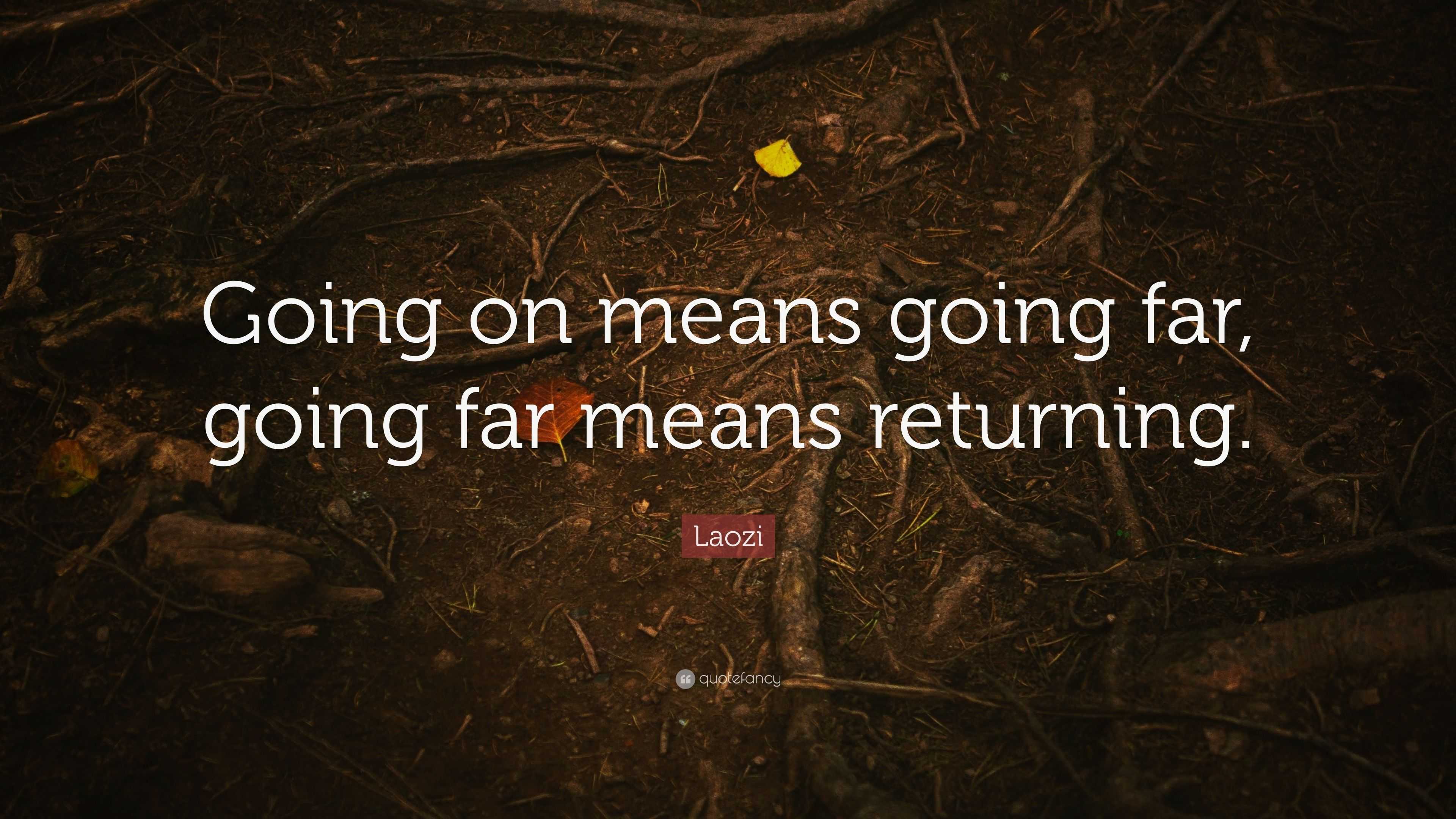 Laozi Quote: “Going on means going far, going far means returning.”