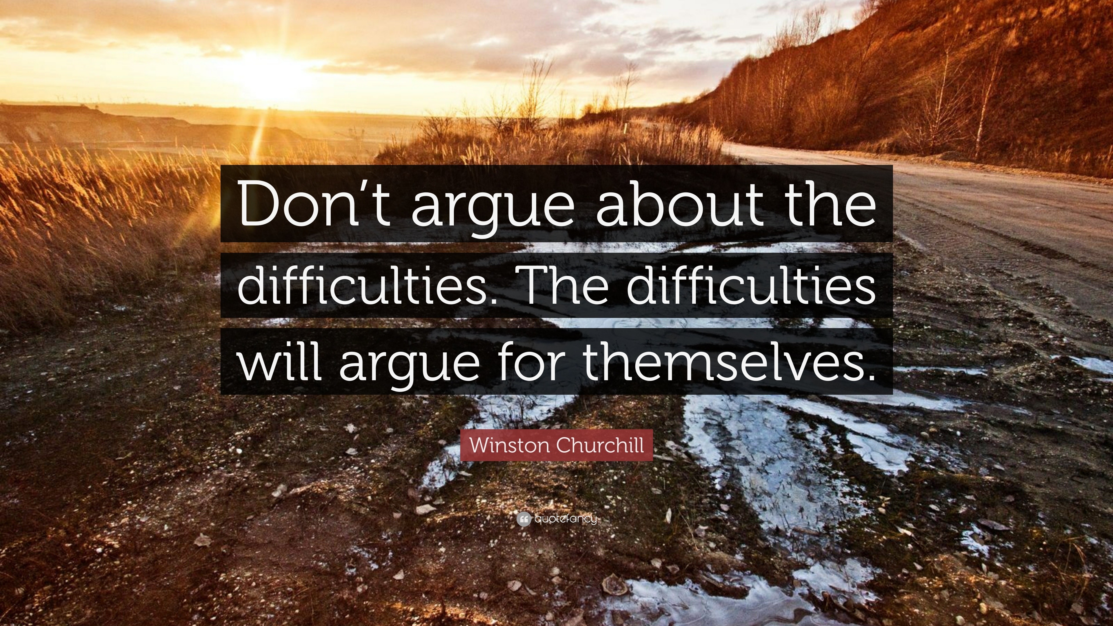 Winston Churchill Quote: “Don’t argue about the difficulties. The ...
