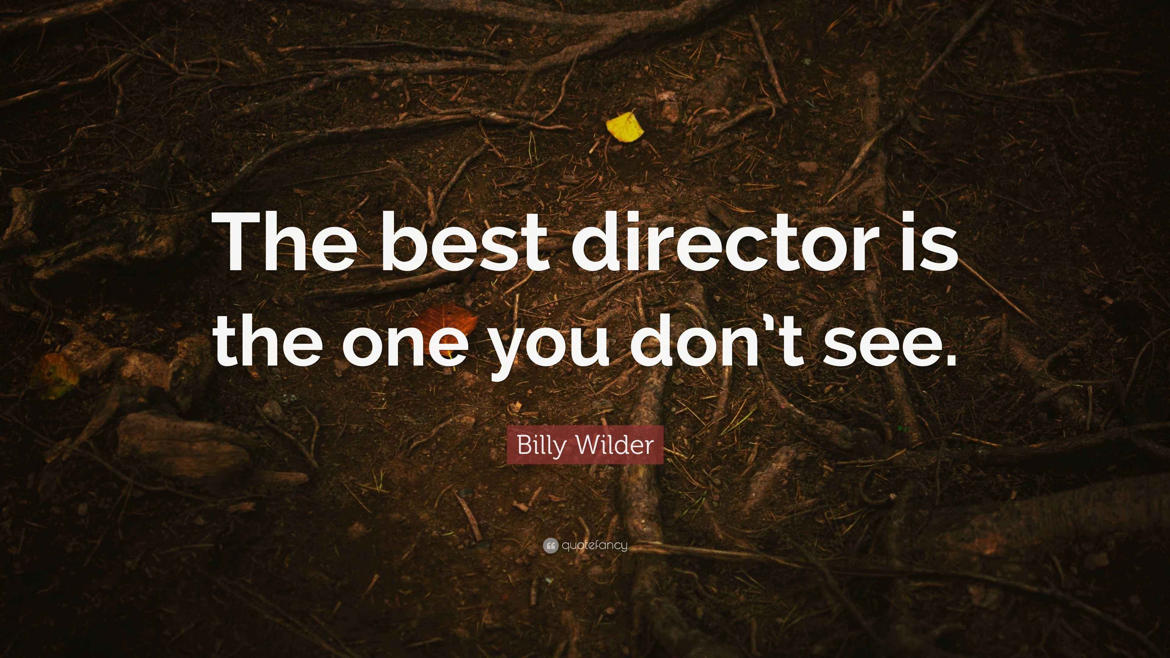 Billy Wilder Quote: “The best director is the one you don’t see.”