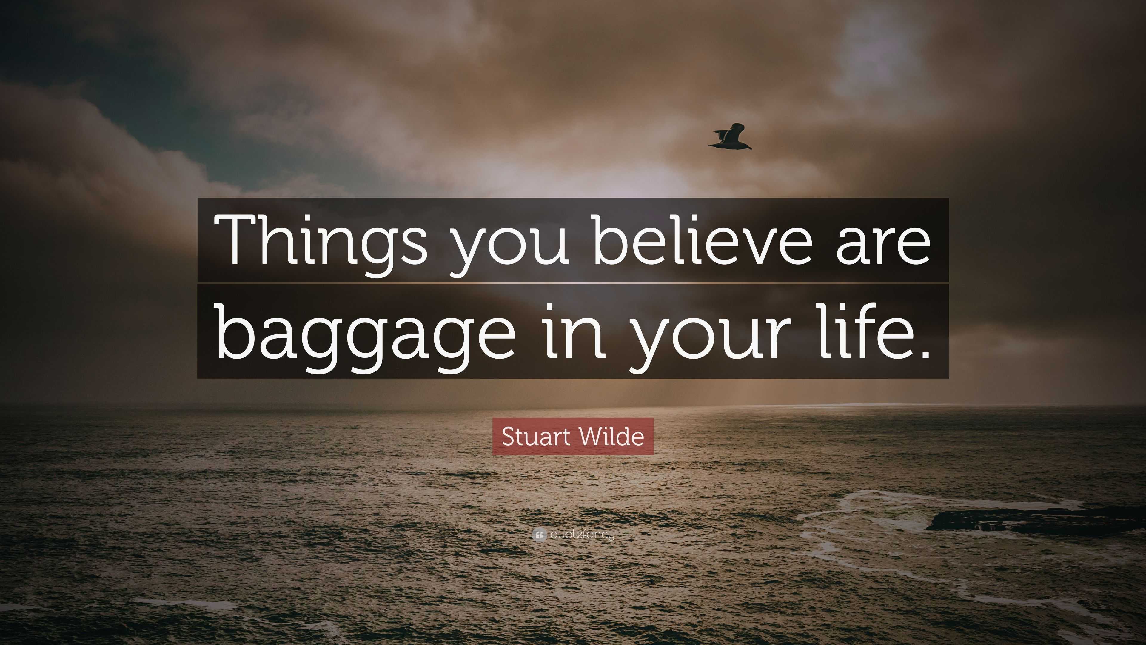 Stuart Wilde Quote: “Things you believe are baggage in your life.”