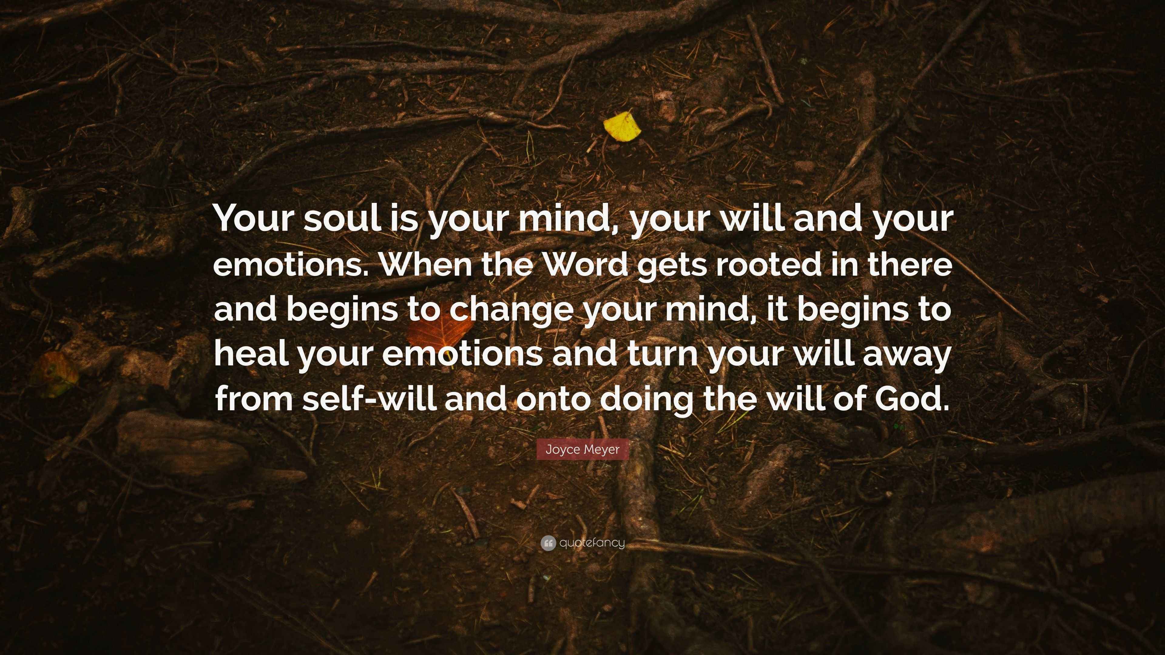 Joyce Meyer Quote: “Your soul is your mind, your will and your emotions ...