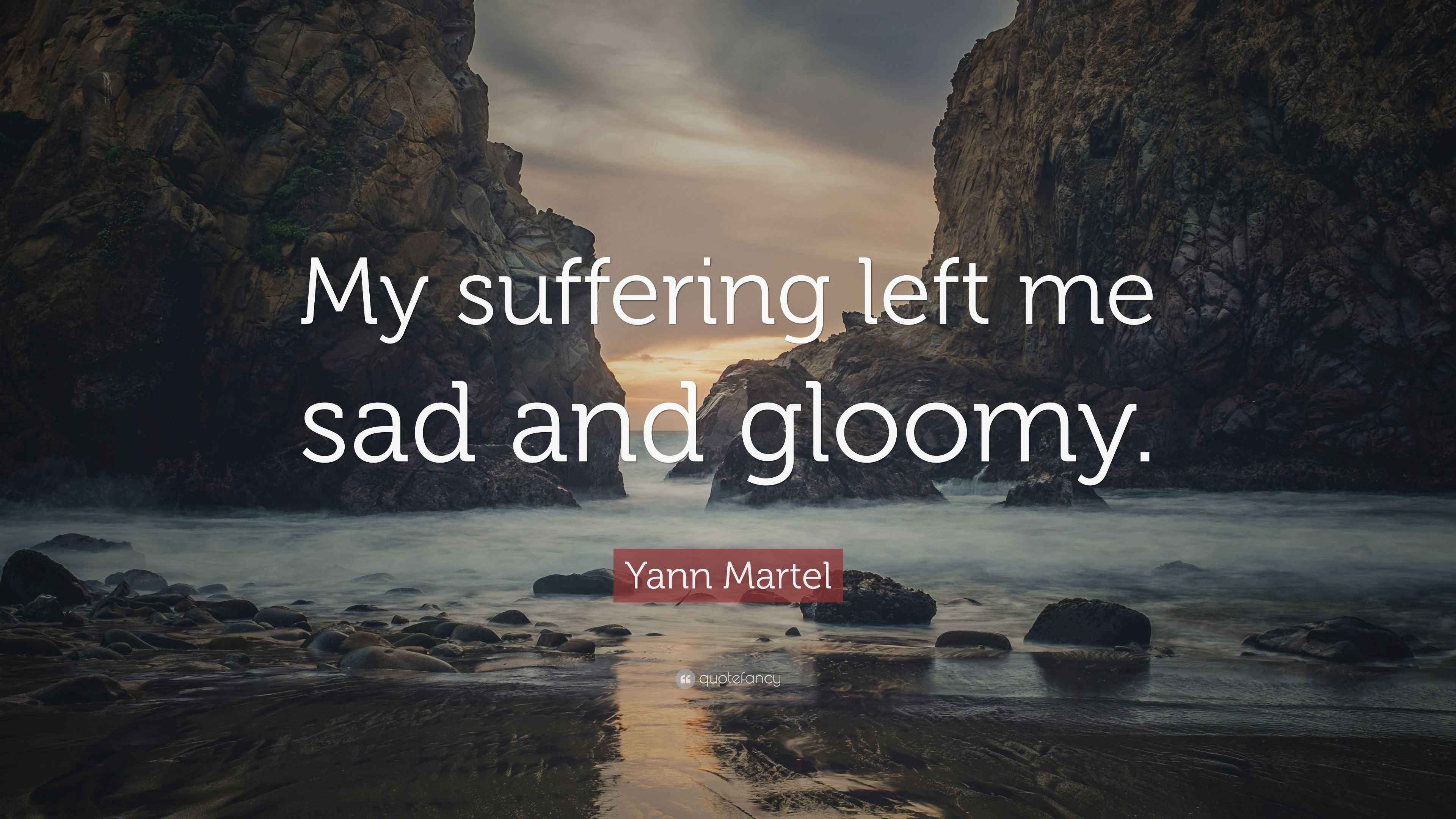 Yann Martel Quote: “My suffering left me sad and gloomy.”