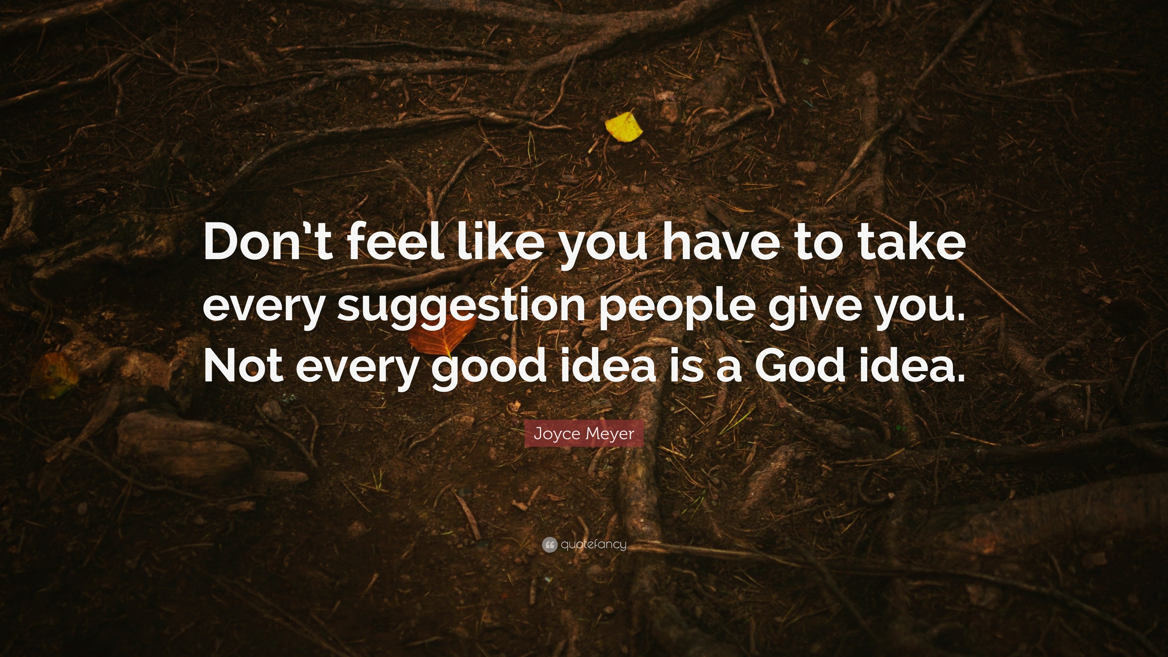 Joyce Meyer Quote: “Don’t feel like you have to take every suggestion ...
