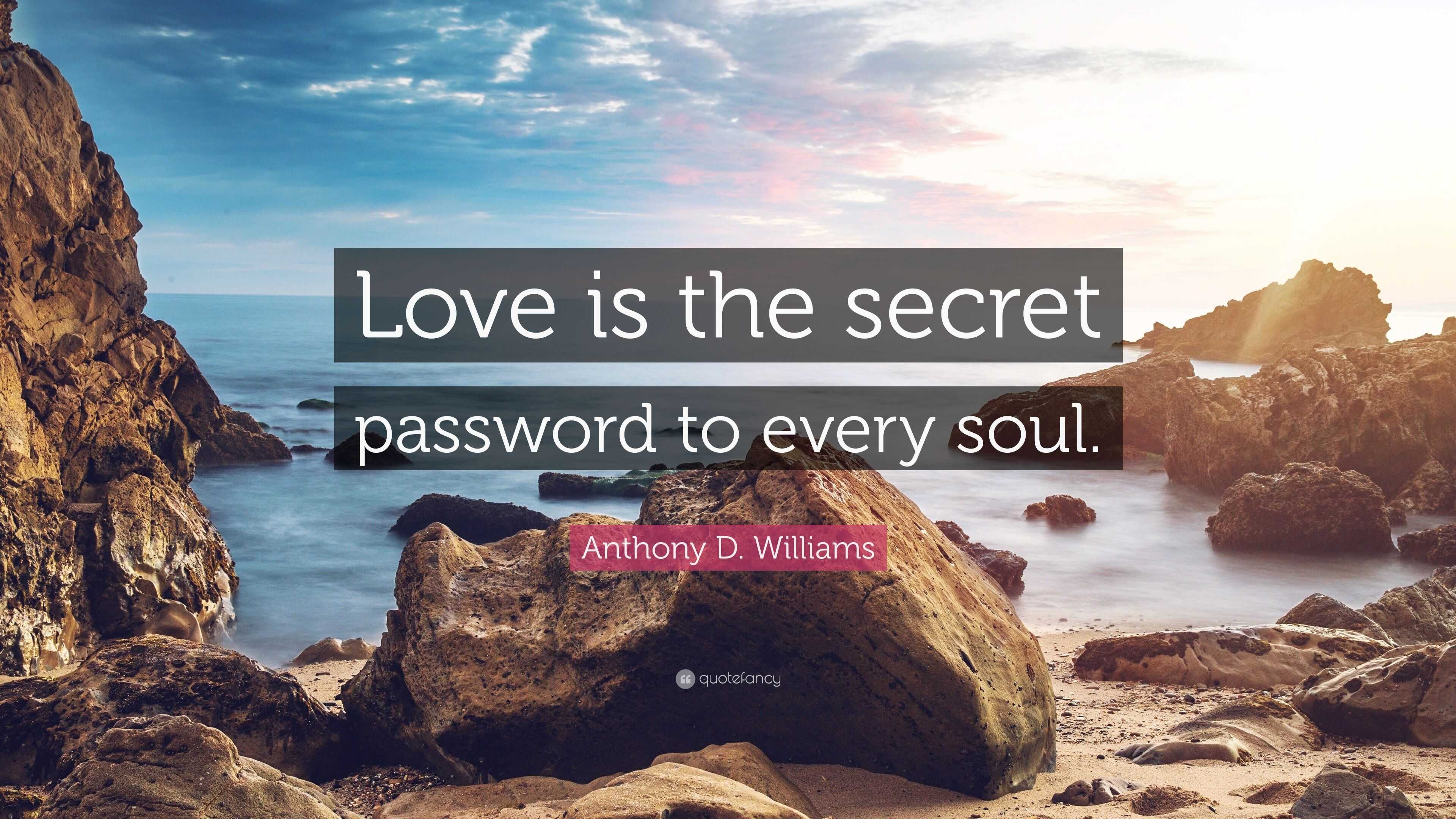 Anthony D. Williams Quote: “Love is the secret password to every soul.”