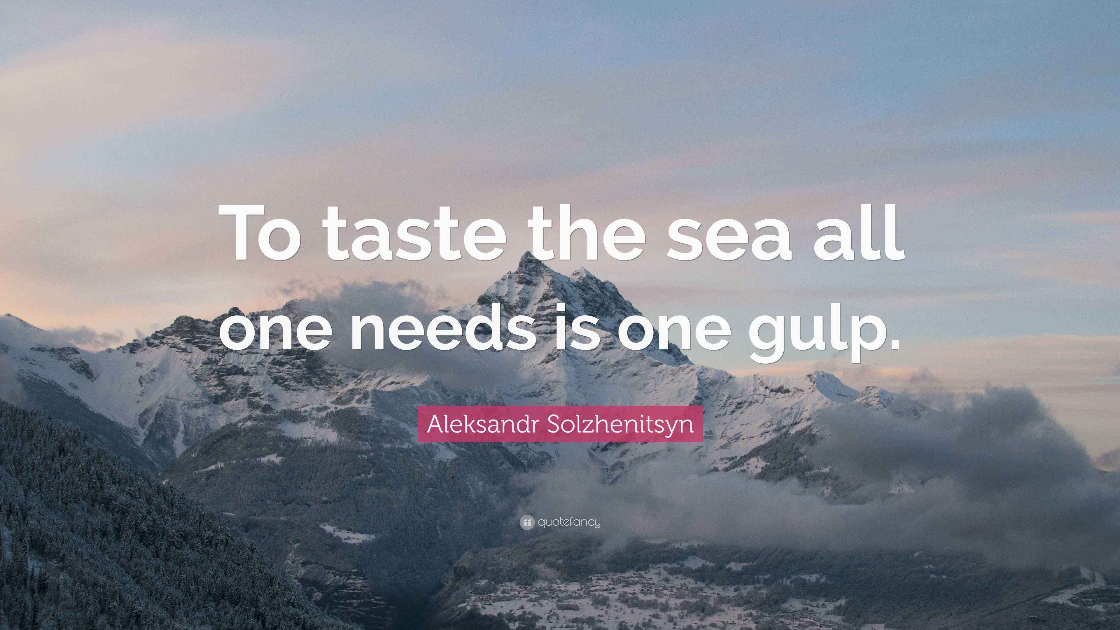 Aleksandr Solzhenitsyn Quote: “To taste the sea all one needs is one gulp.”