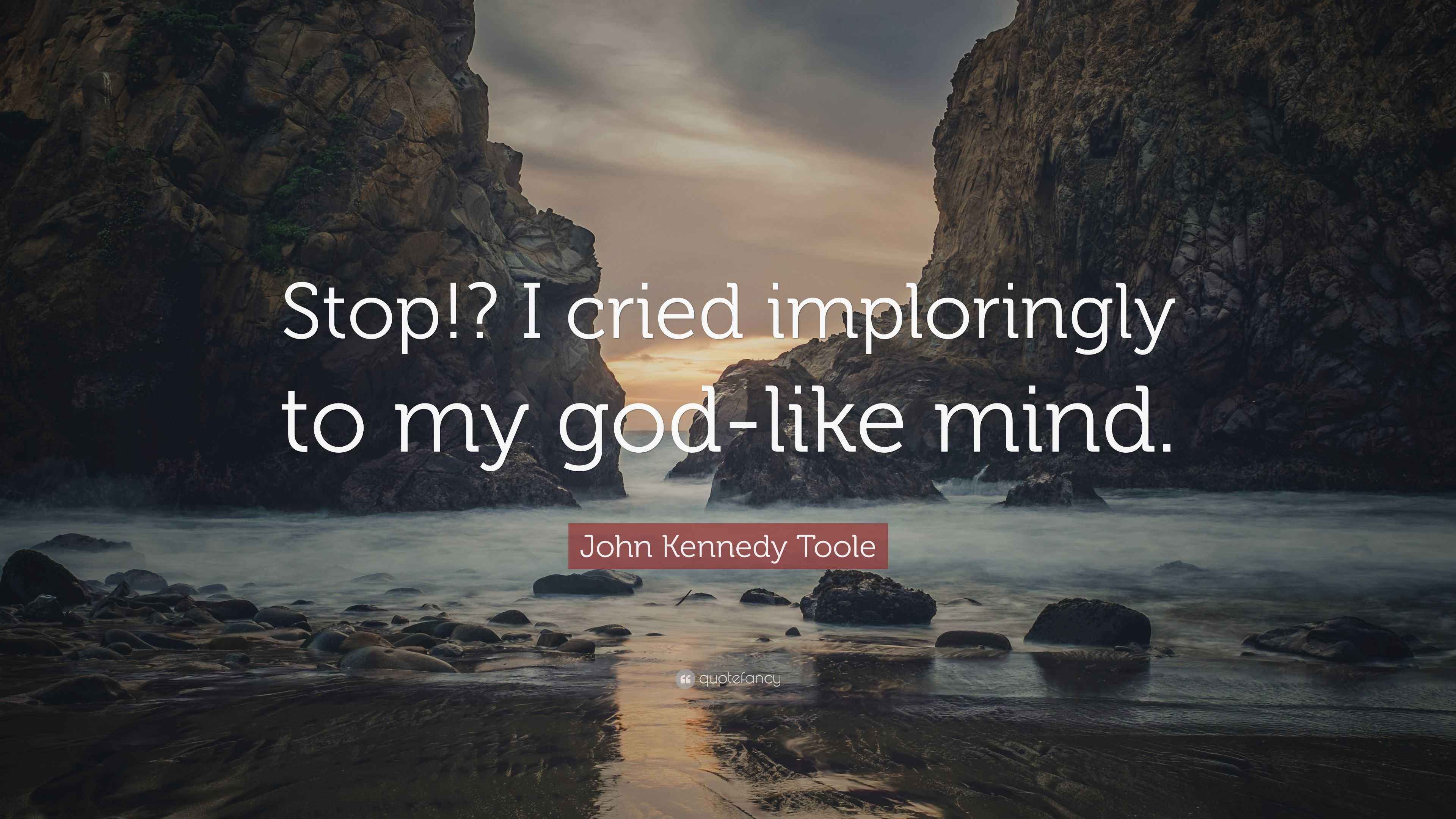 John Kennedy Toole Quote: “Stop!? I cried imploringly to my god-like mind.”