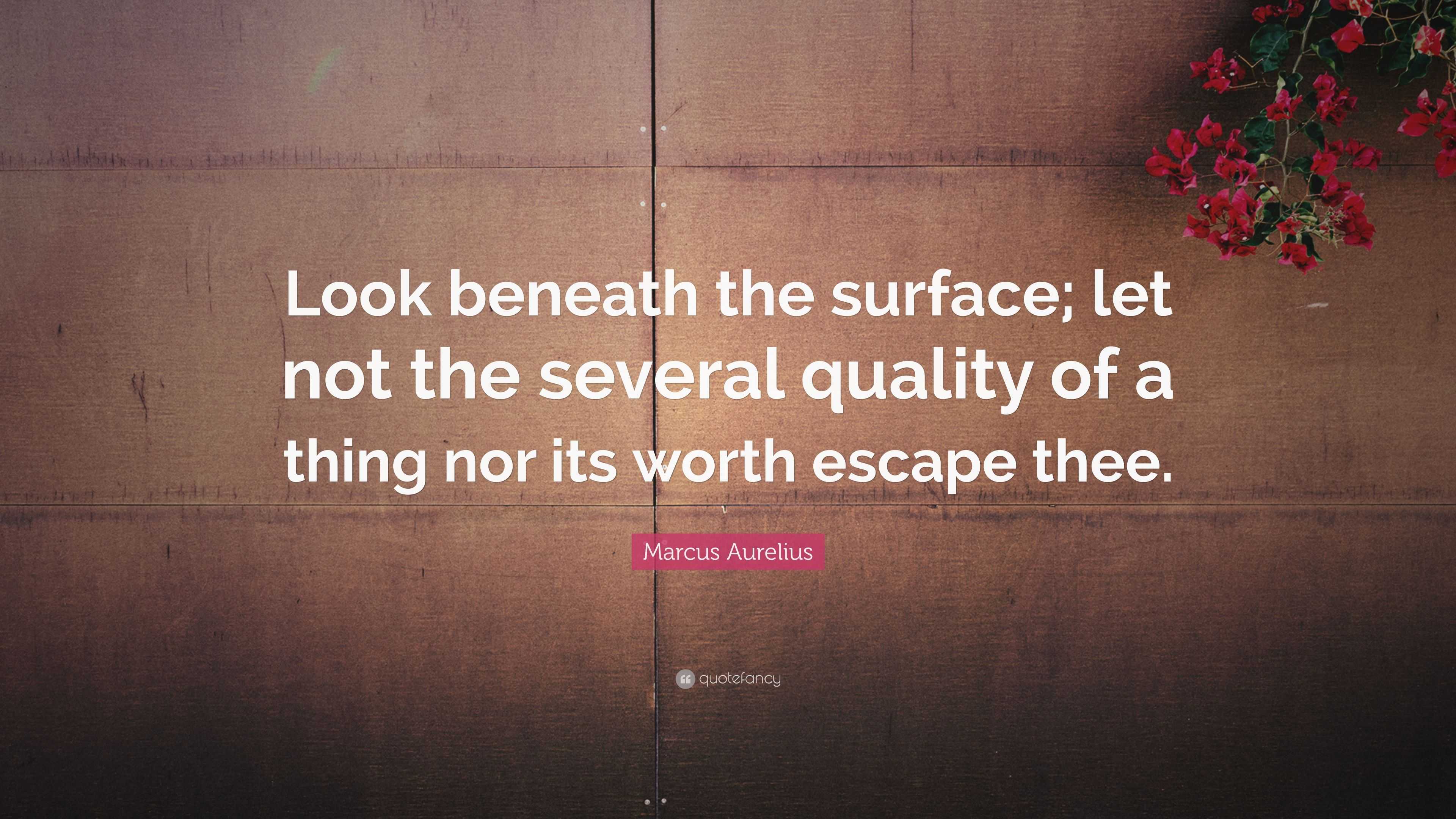 Marcus Aurelius Quote: “Look beneath the surface; let not the several ...