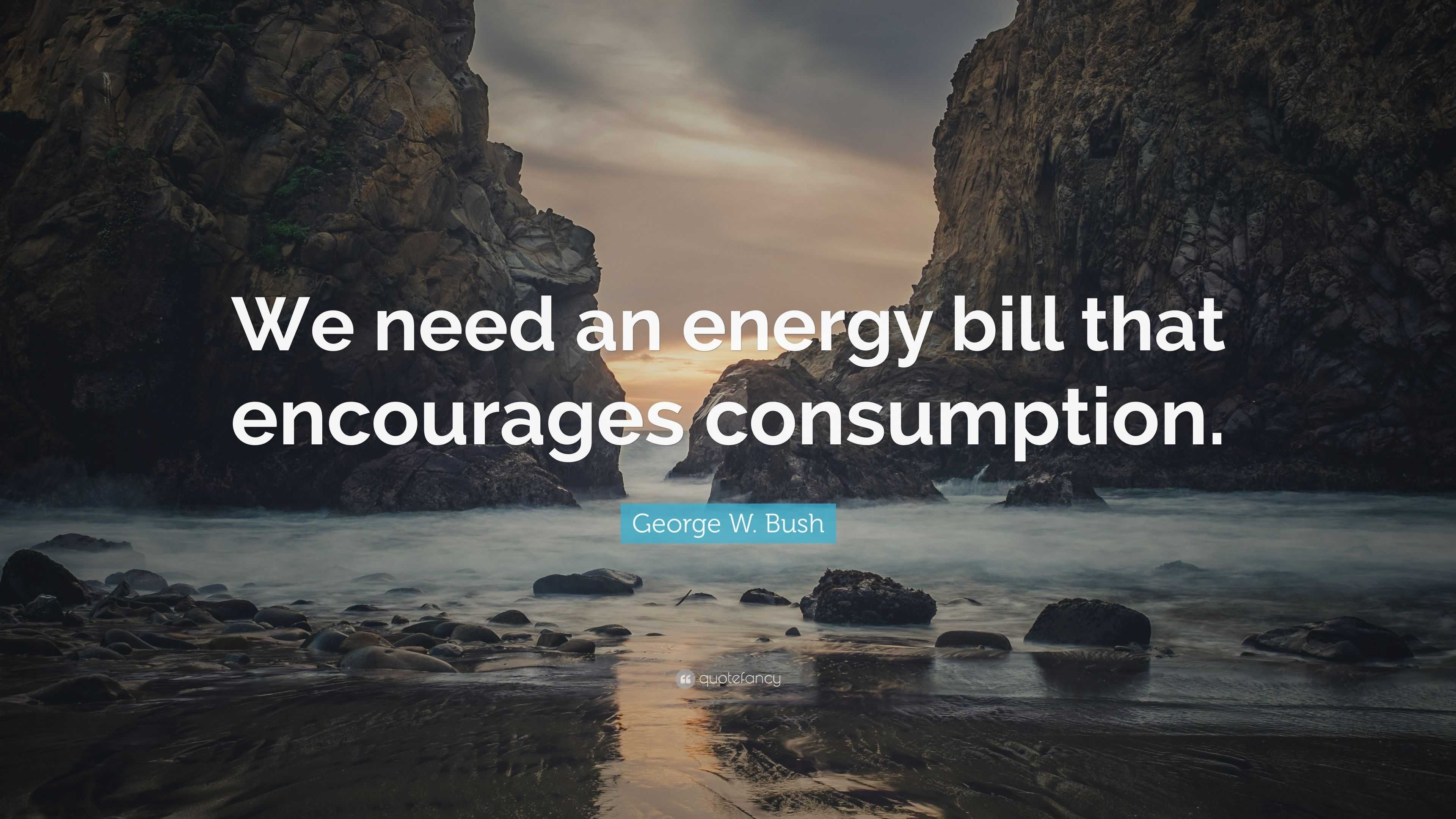 George W. Bush Quote: “We need an energy bill that encourages consumption.”