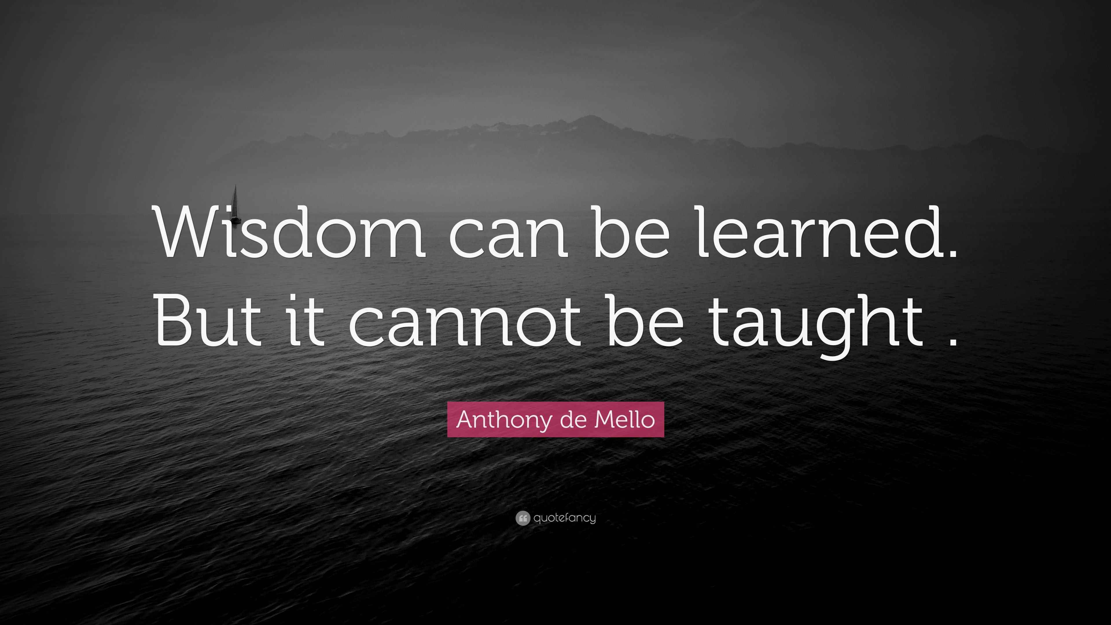 Anthony de Mello Quote: “Wisdom can be learned. But it cannot be taught