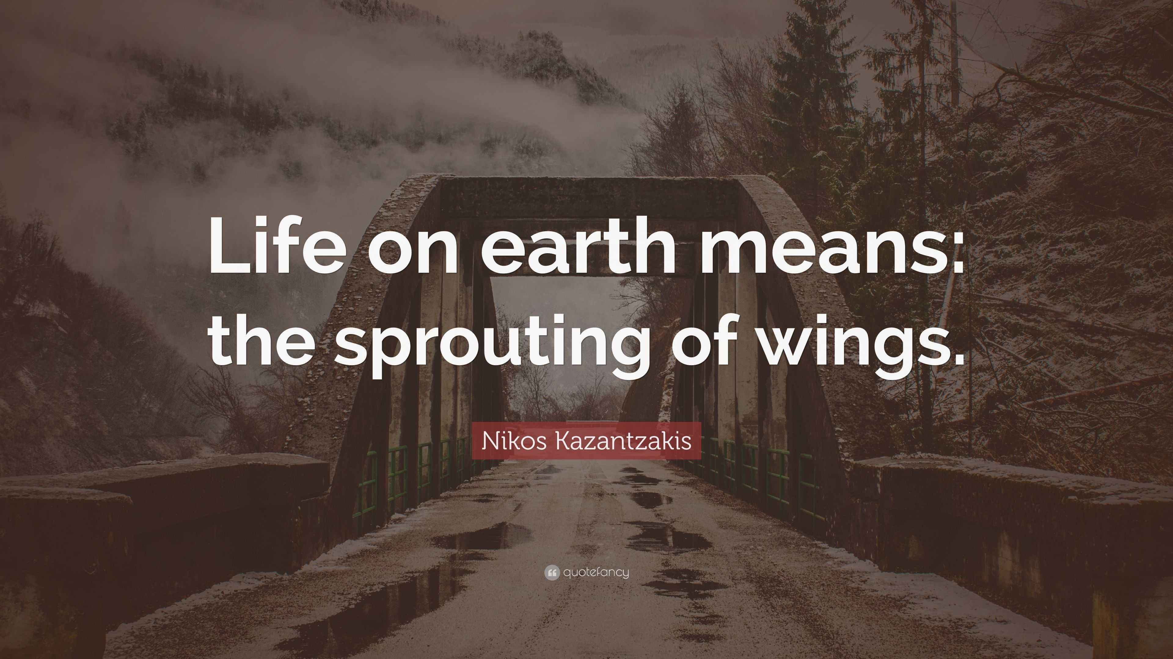 Nikos Kazantzakis Quote: “Life on earth means: the sprouting of wings.”