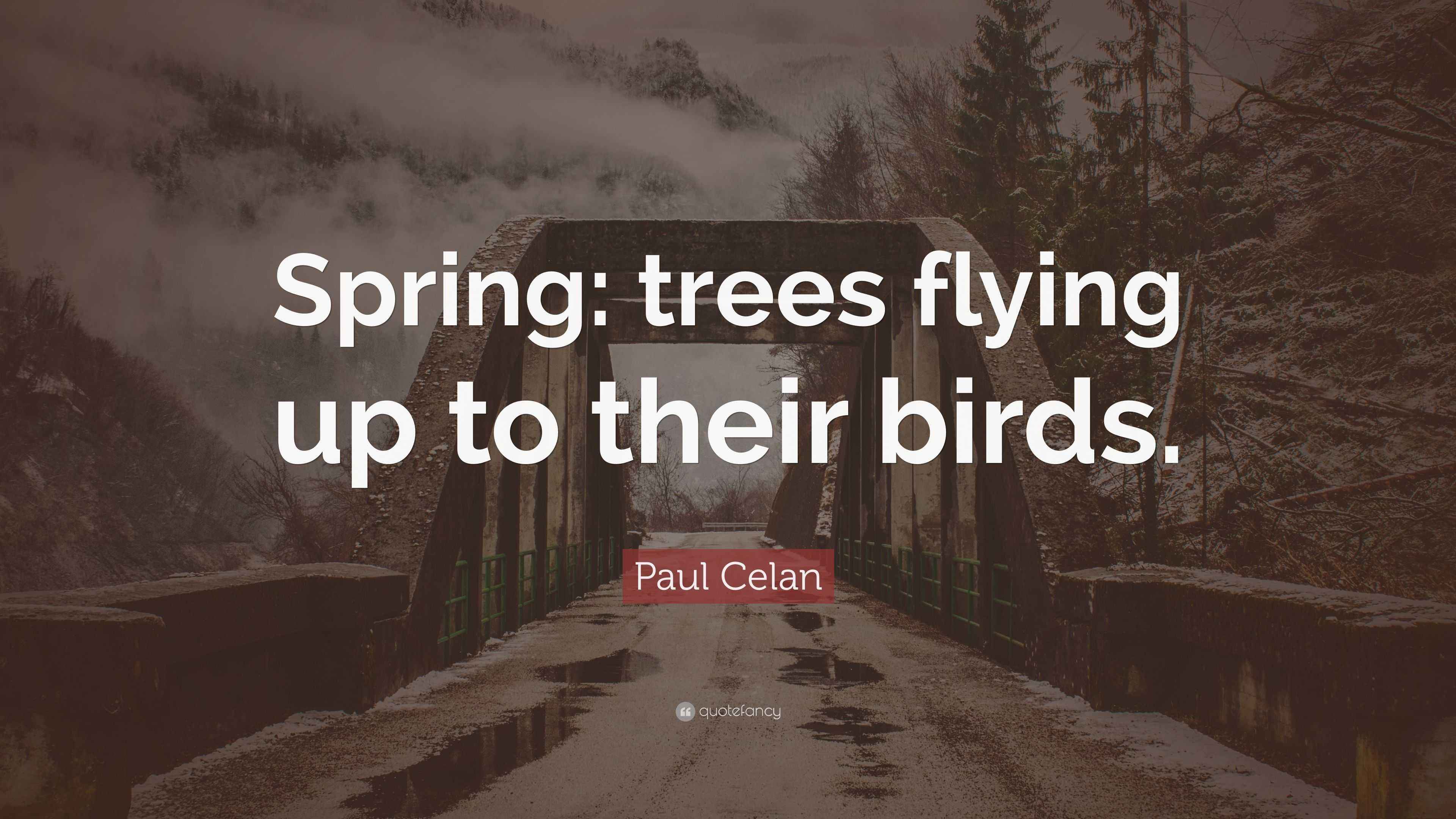 Paul Celan Quote: “Spring: trees flying up to their birds.”