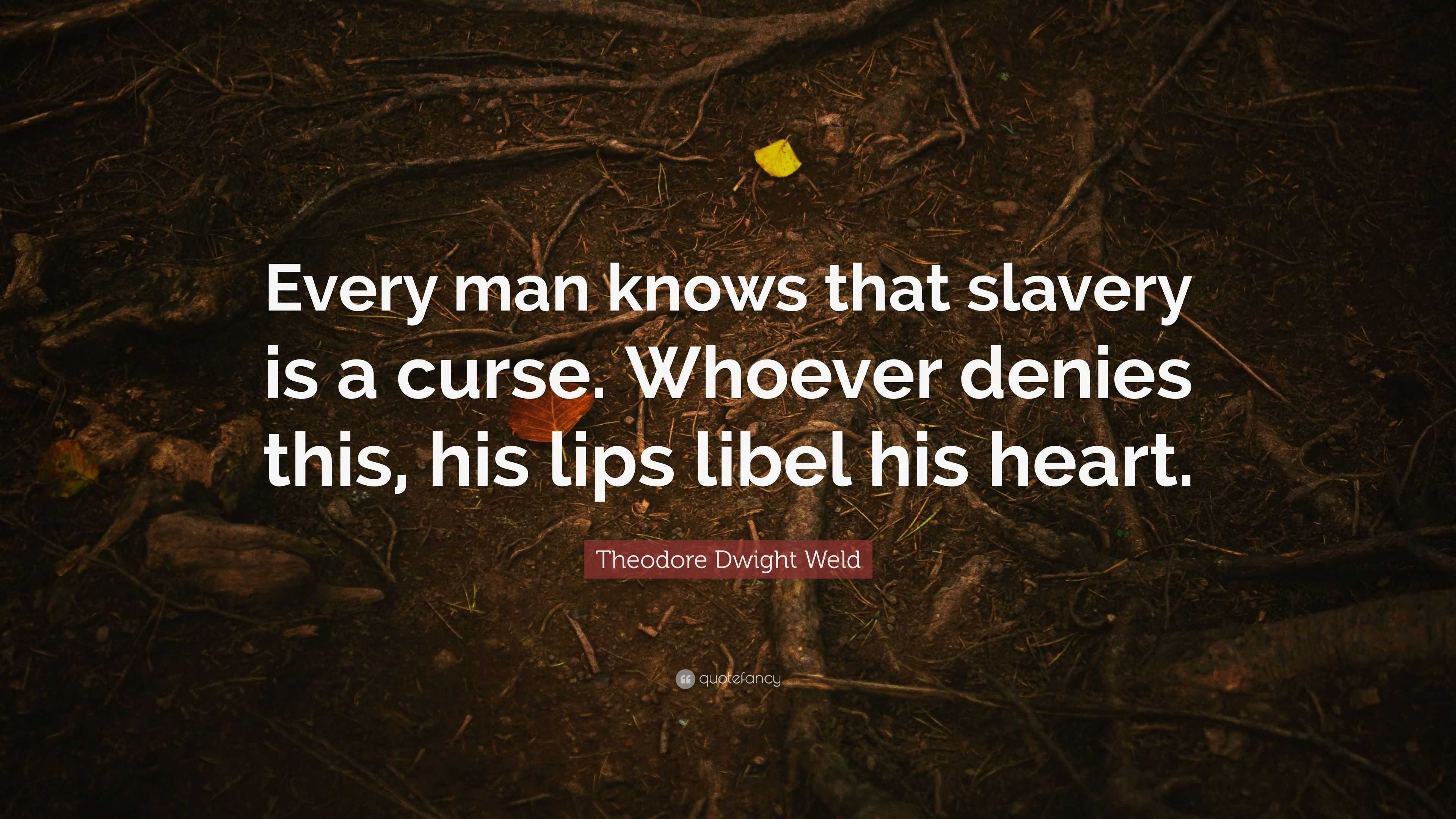 Theodore Dwight Weld Quote: “Every man knows that slavery is a curse ...