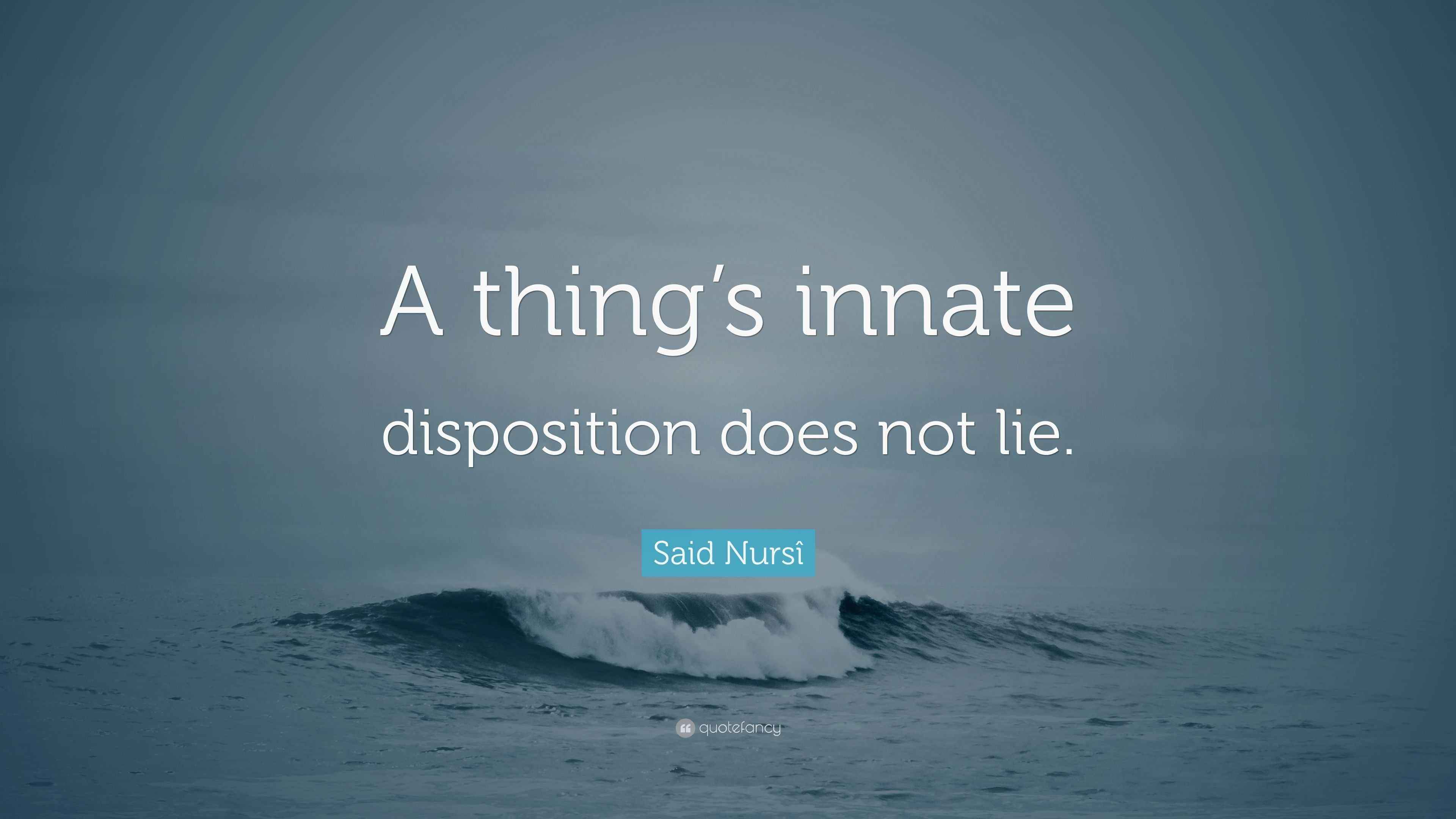 Said Nursî Quote: “A thing’s innate disposition does not lie.”