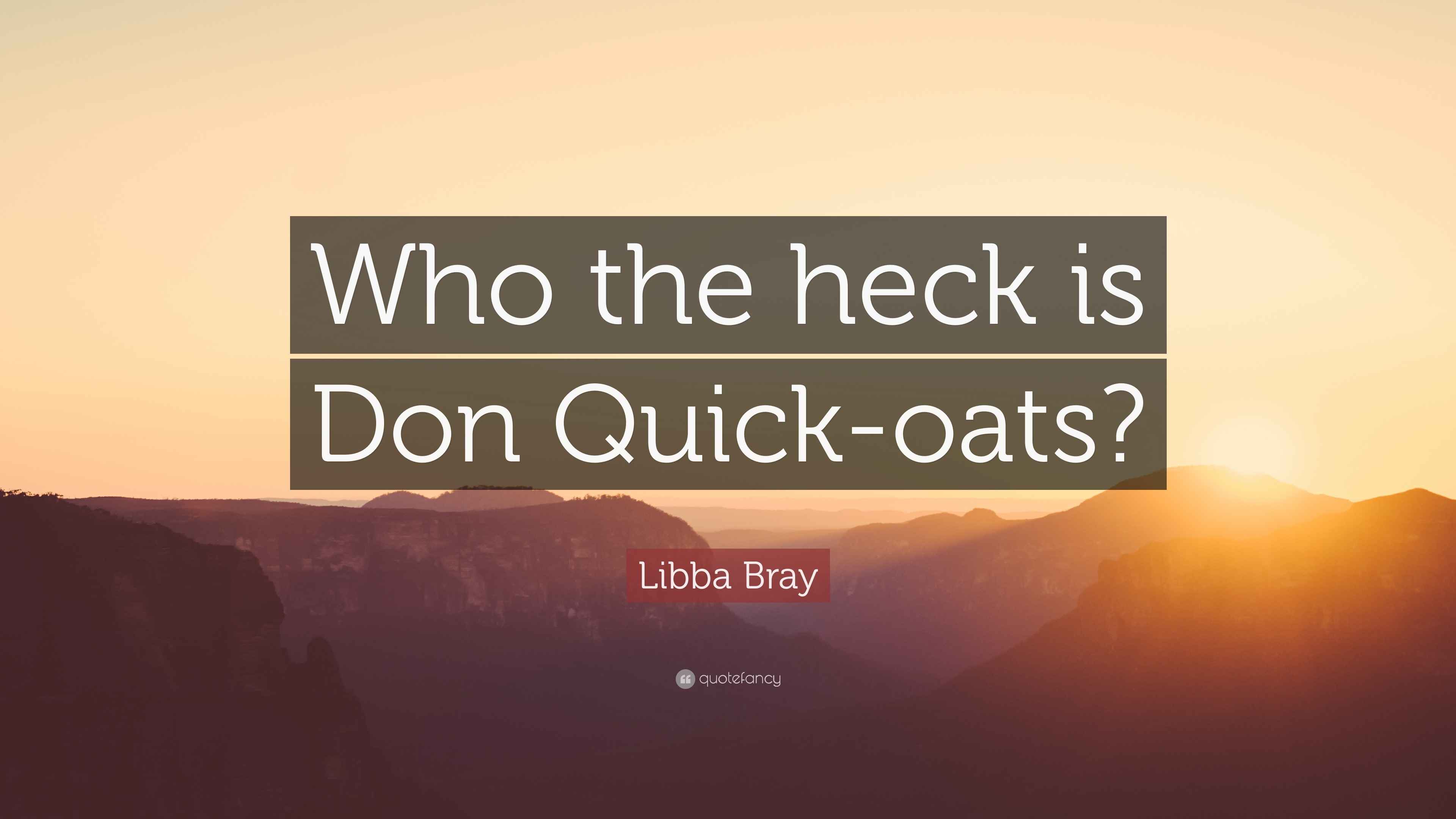 Libba Bray Quote: “Who the heck is Don Quick-oats?”