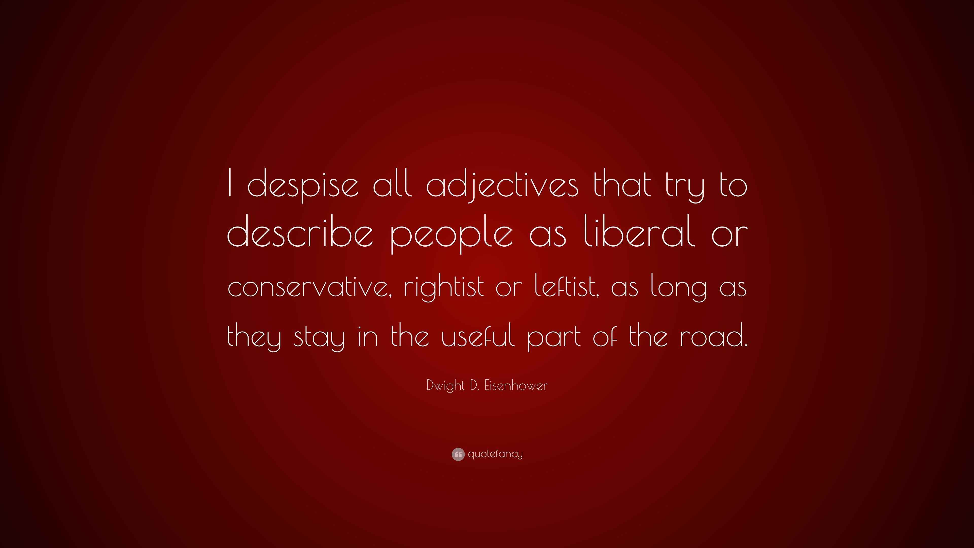 Dwight D. Eisenhower Quote: “I despise all adjectives that try to ...