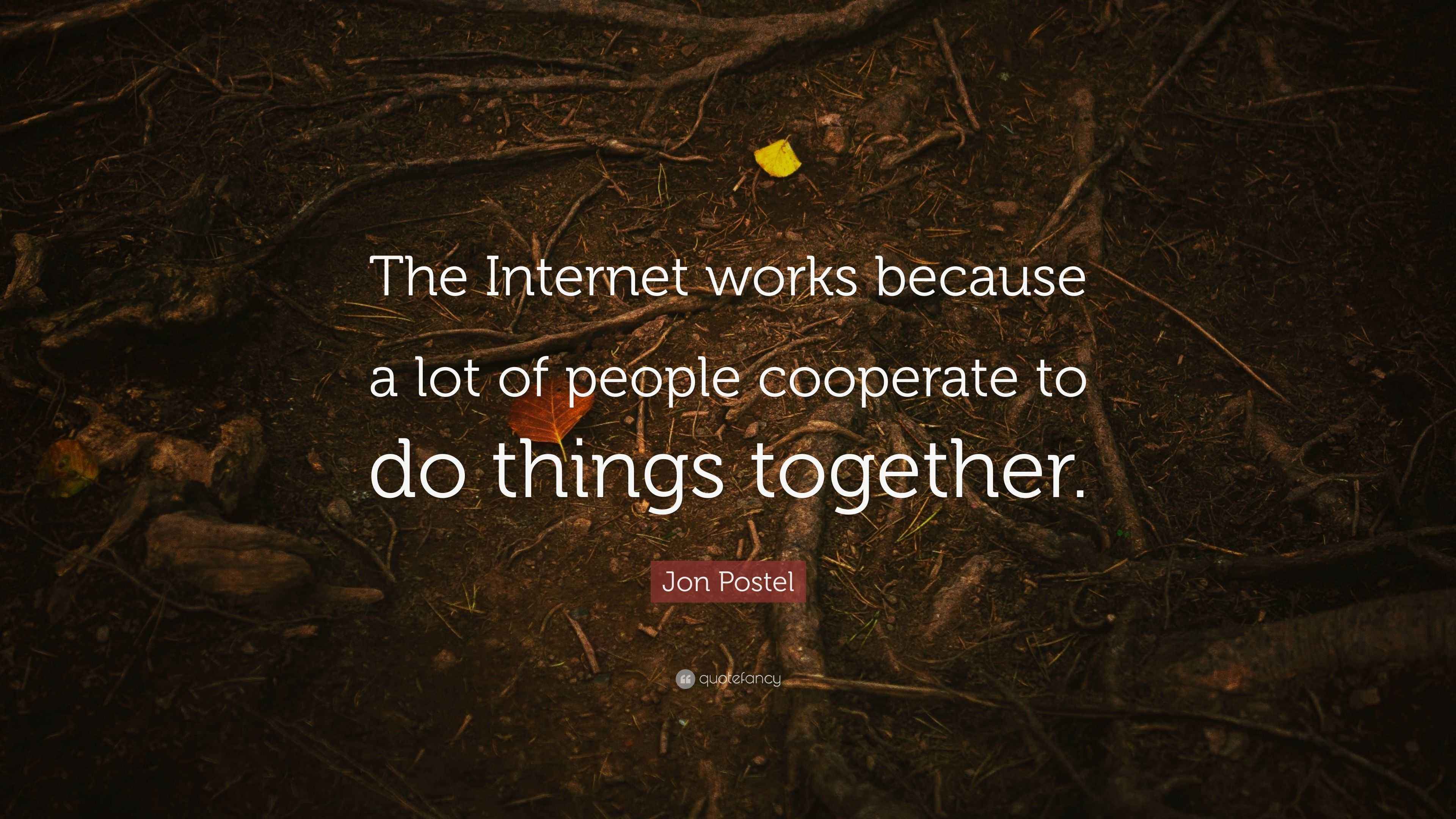 Jon Postel Quote: “The Internet works because a lot of people cooperate ...
