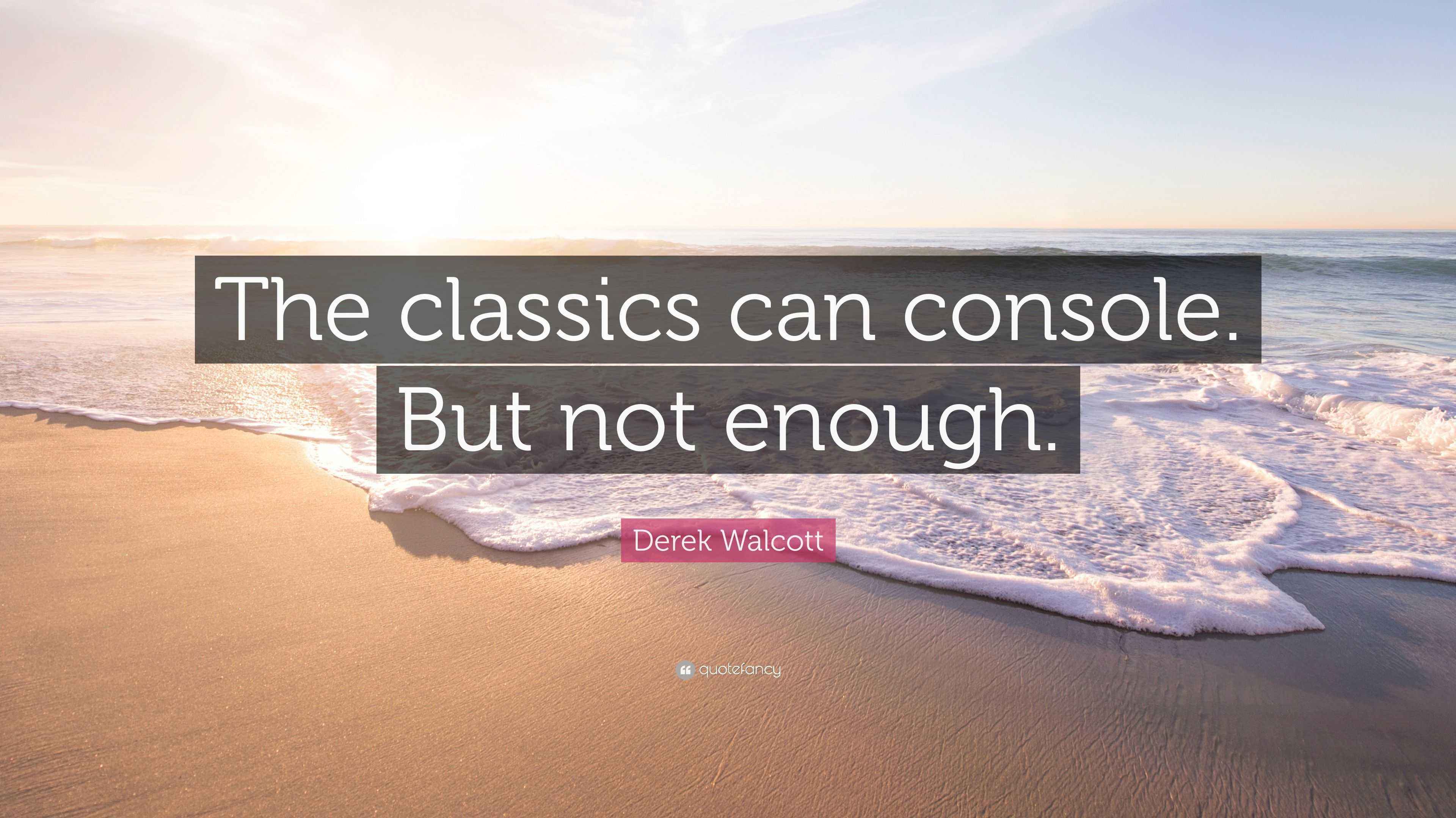 Derek Walcott Quote: “The classics can console. But not enough.”
