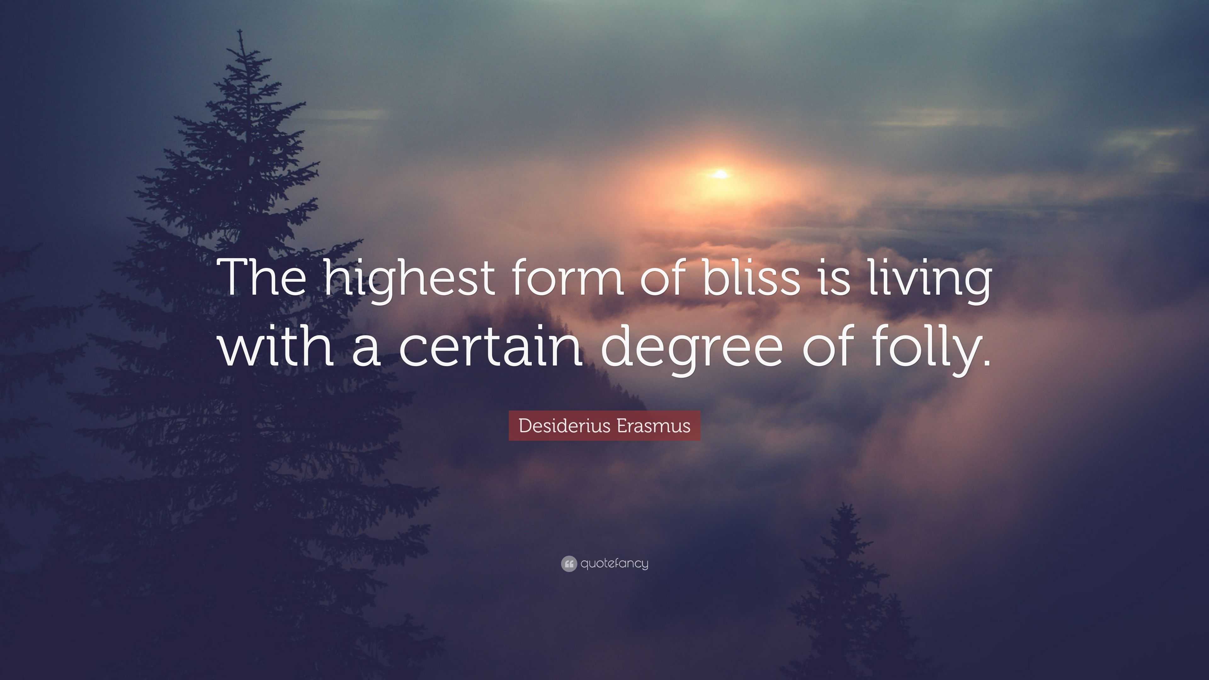 Desiderius Erasmus Quote: “The highest form of bliss is living with a ...