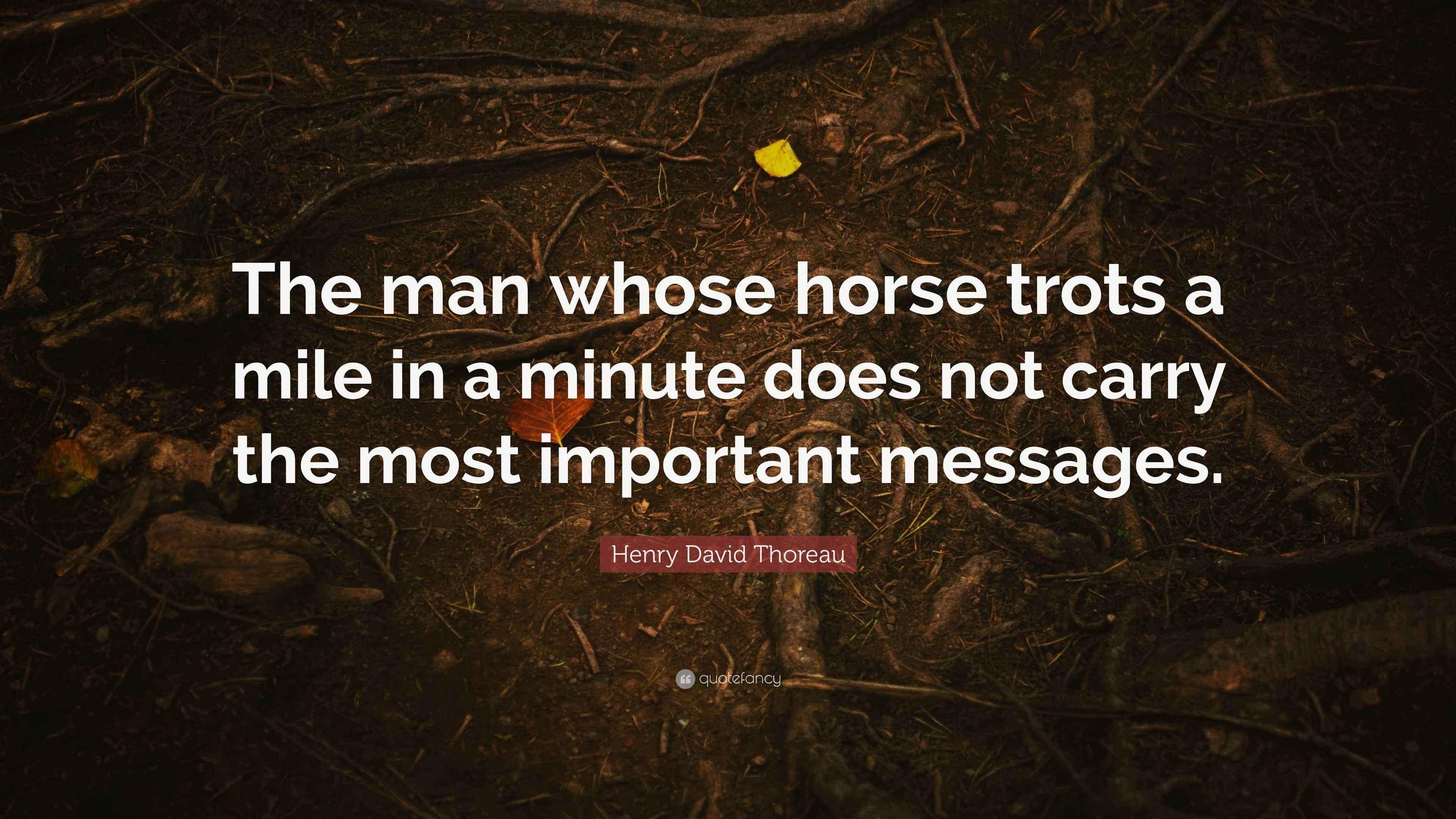 Henry David Thoreau Quote: “The man whose horse trots a mile in a ...