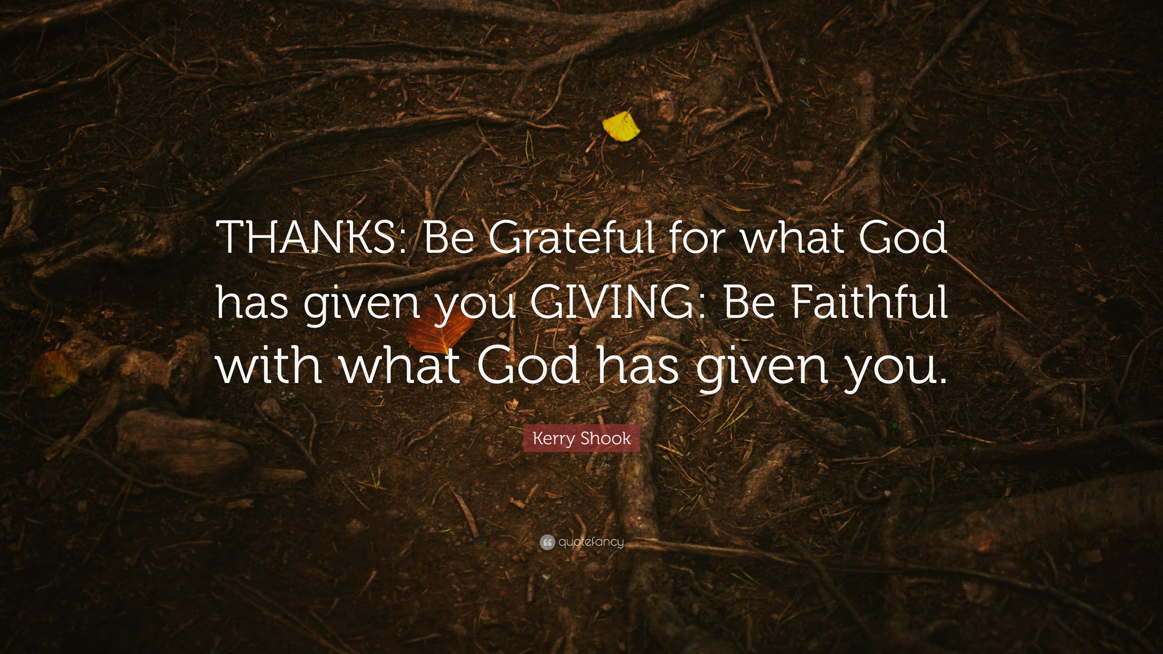 Kerry Shook Quote: “THANKS: Be Grateful for what God has given you ...