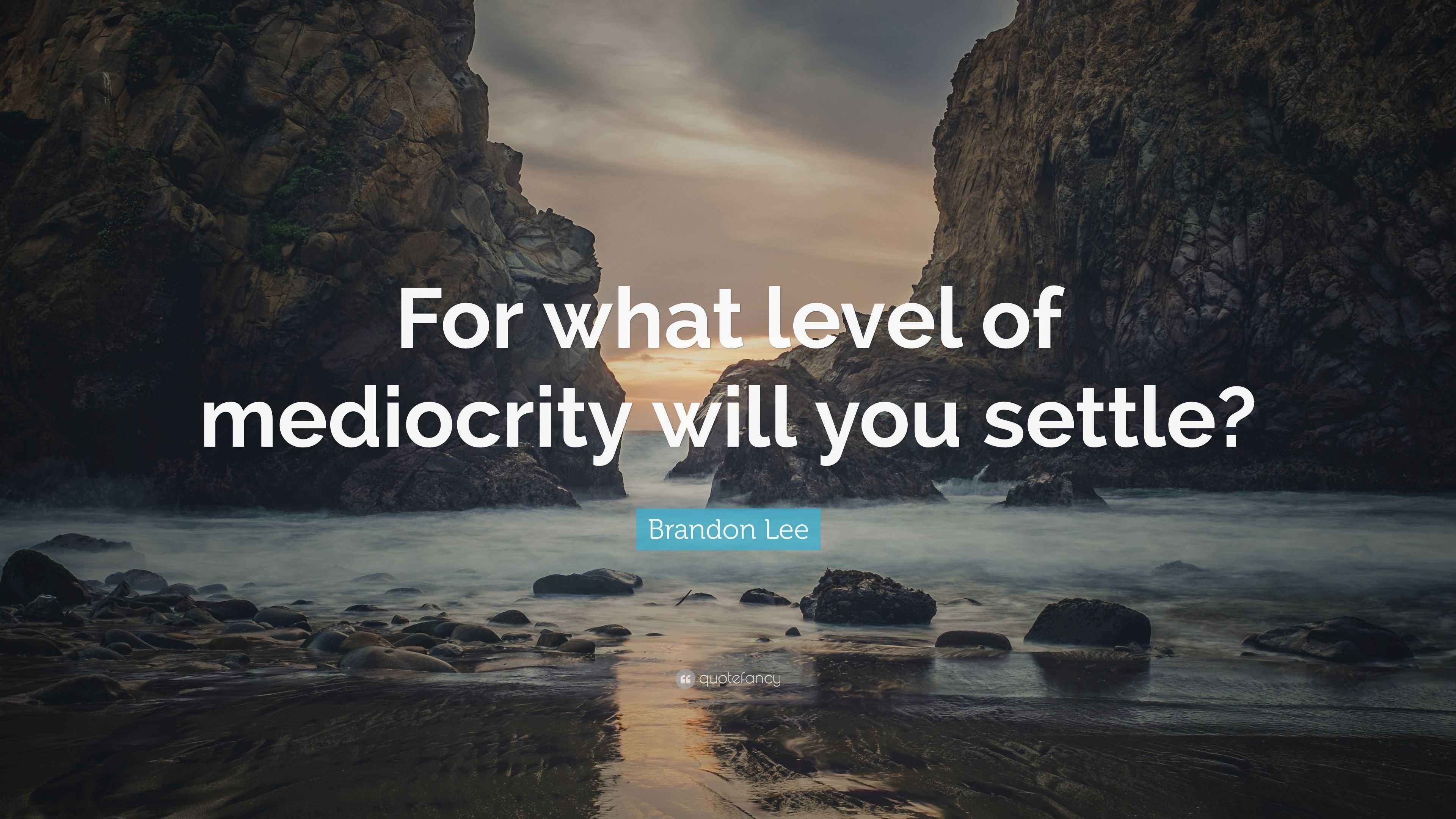 Brandon Lee Quote: “For what level of mediocrity will you settle?”