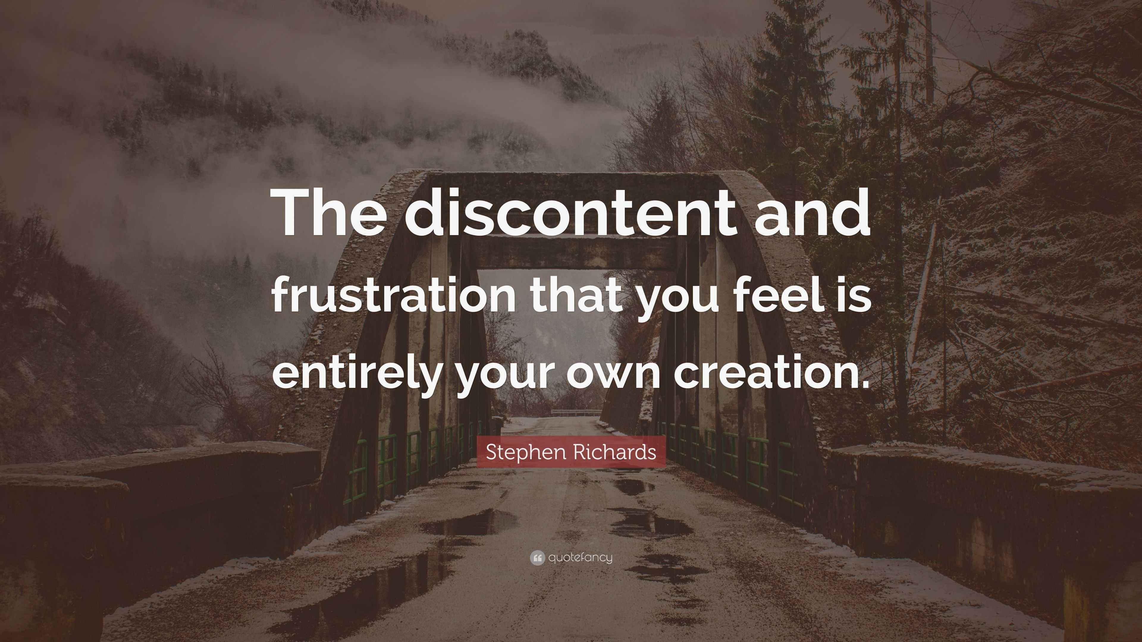 Stephen Richards Quote: “The discontent and frustration that you feel ...