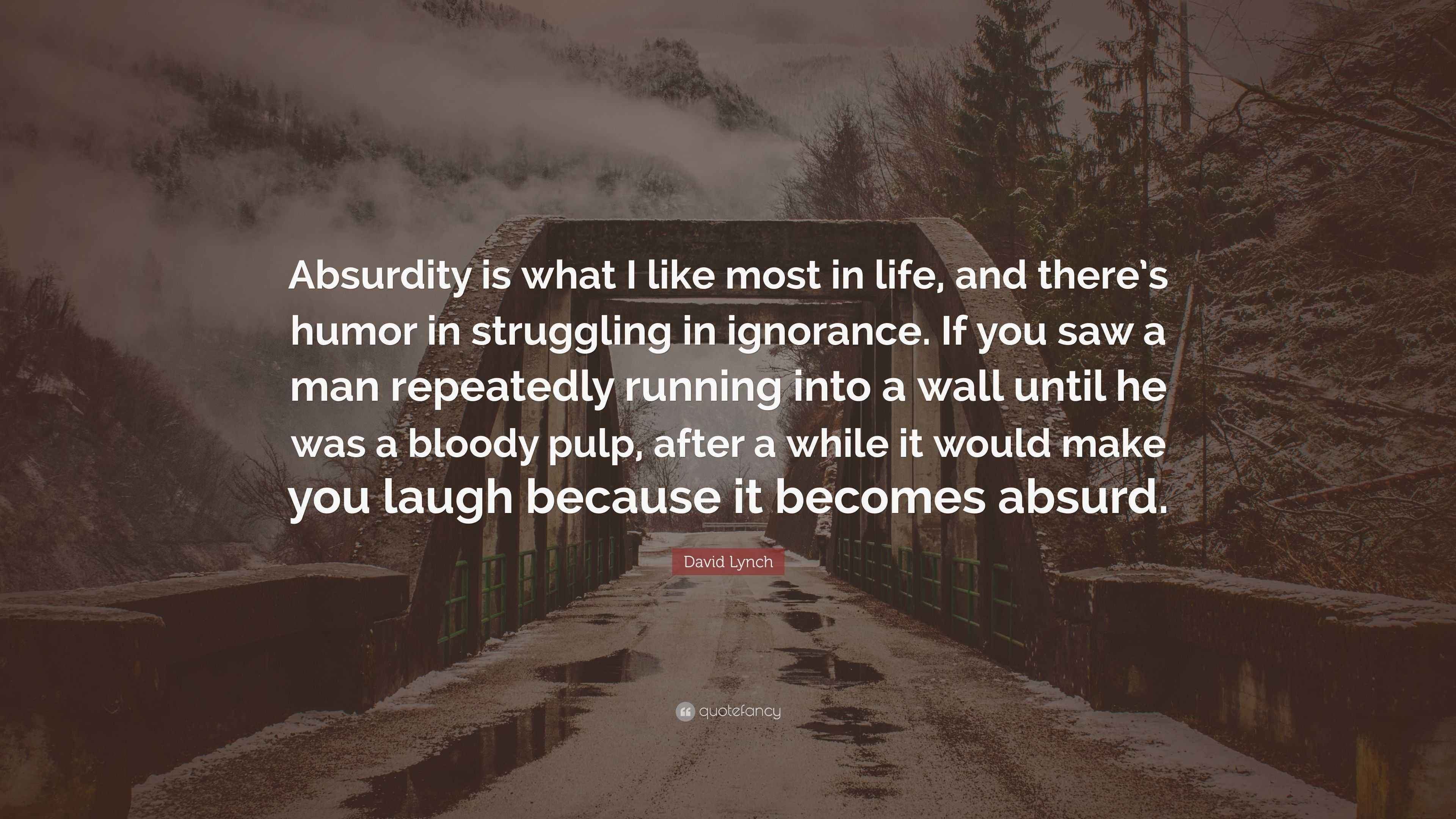 David Lynch Quote: “Absurdity is what I like most in life, and there’s ...