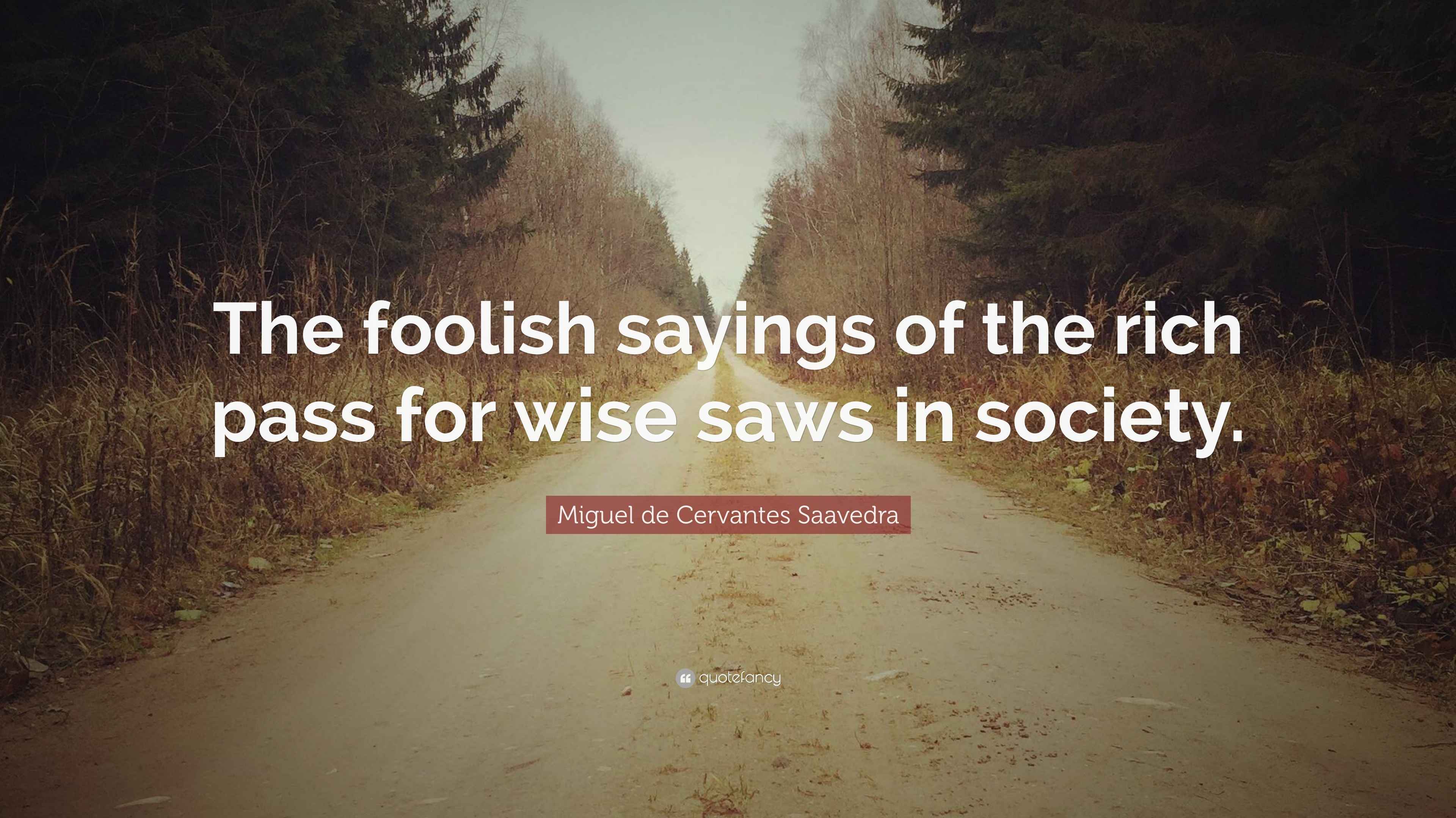 Miguel de Cervantes Saavedra Quote: “The foolish sayings of the rich ...