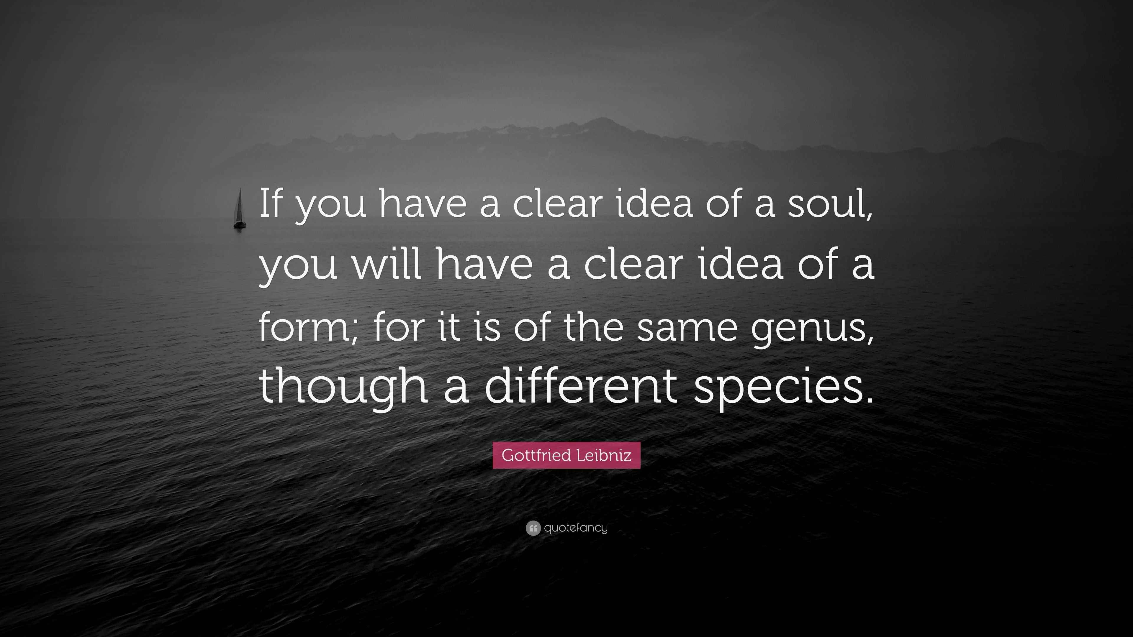 Gottfried Leibniz Quote: “If you have a clear idea of a soul, you will ...