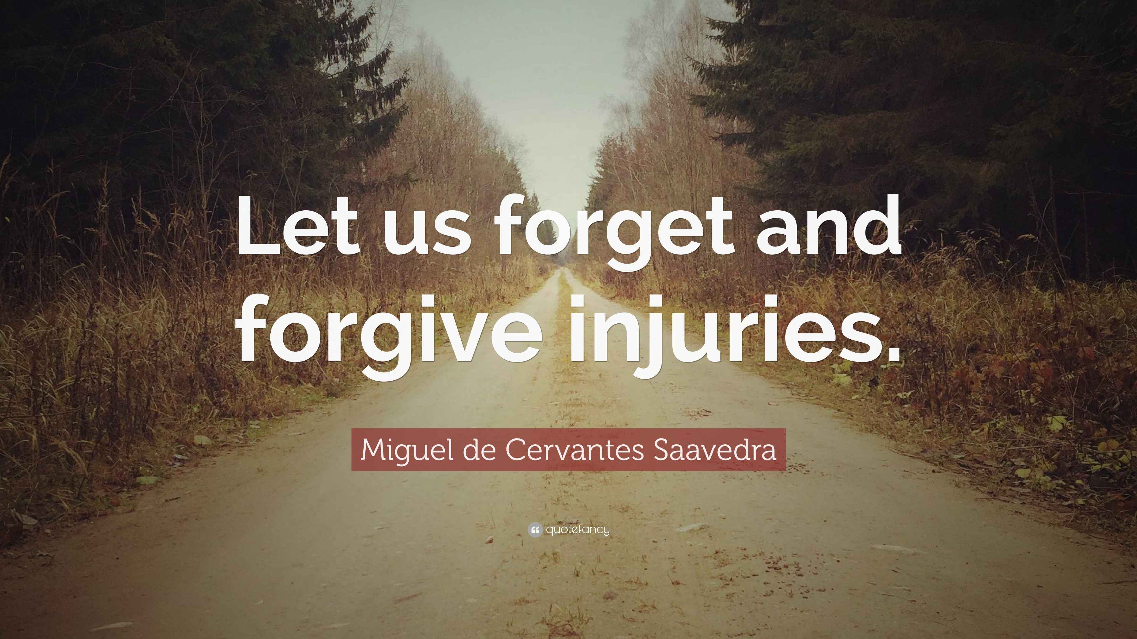 Miguel de Cervantes Saavedra Quote: “Let us forget and forgive injuries.”