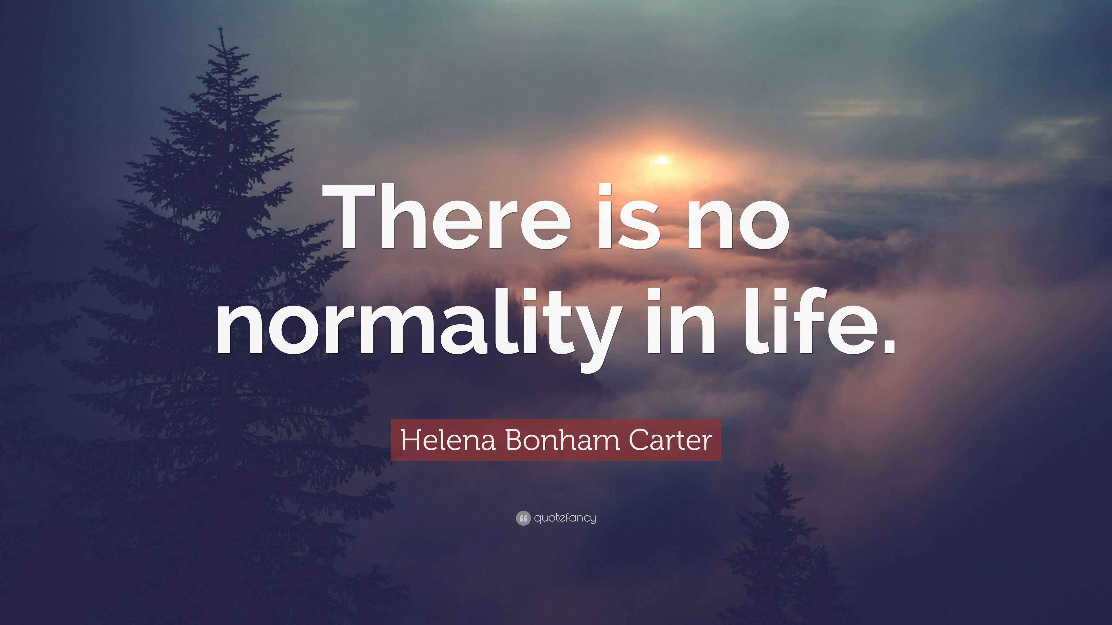 Helena Bonham Carter Quote: “There is no normality in life.”