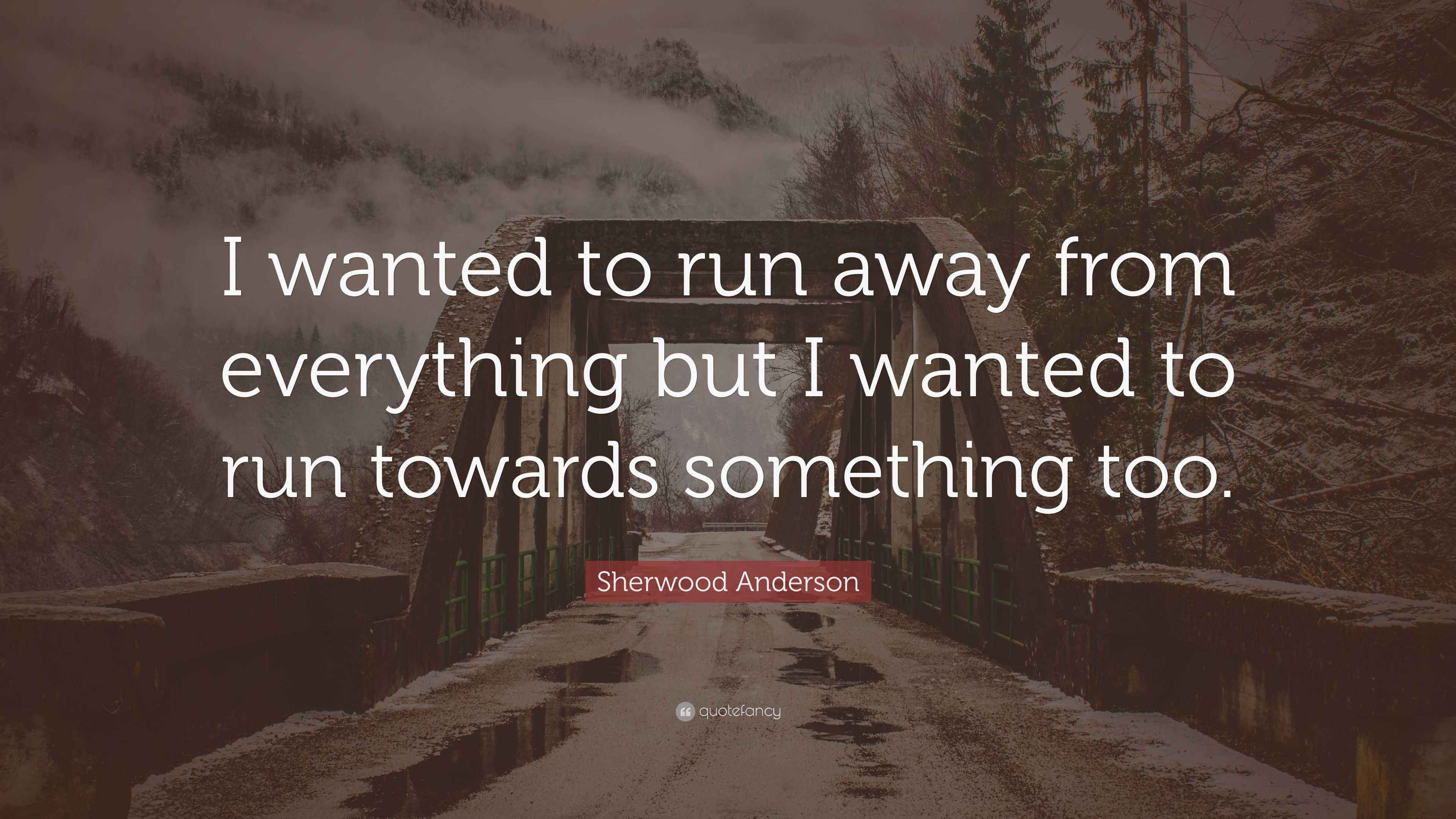 Sherwood Anderson Quote: “I wanted to run away from everything but I ...