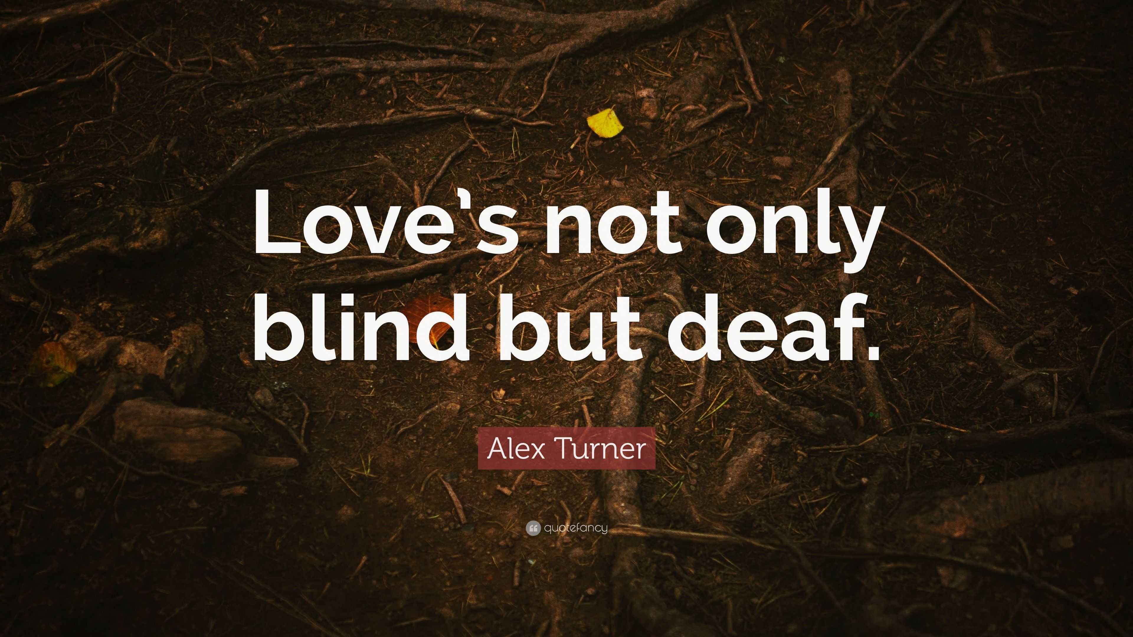 Alex Turner Quote: “Love’s not only blind but deaf.”