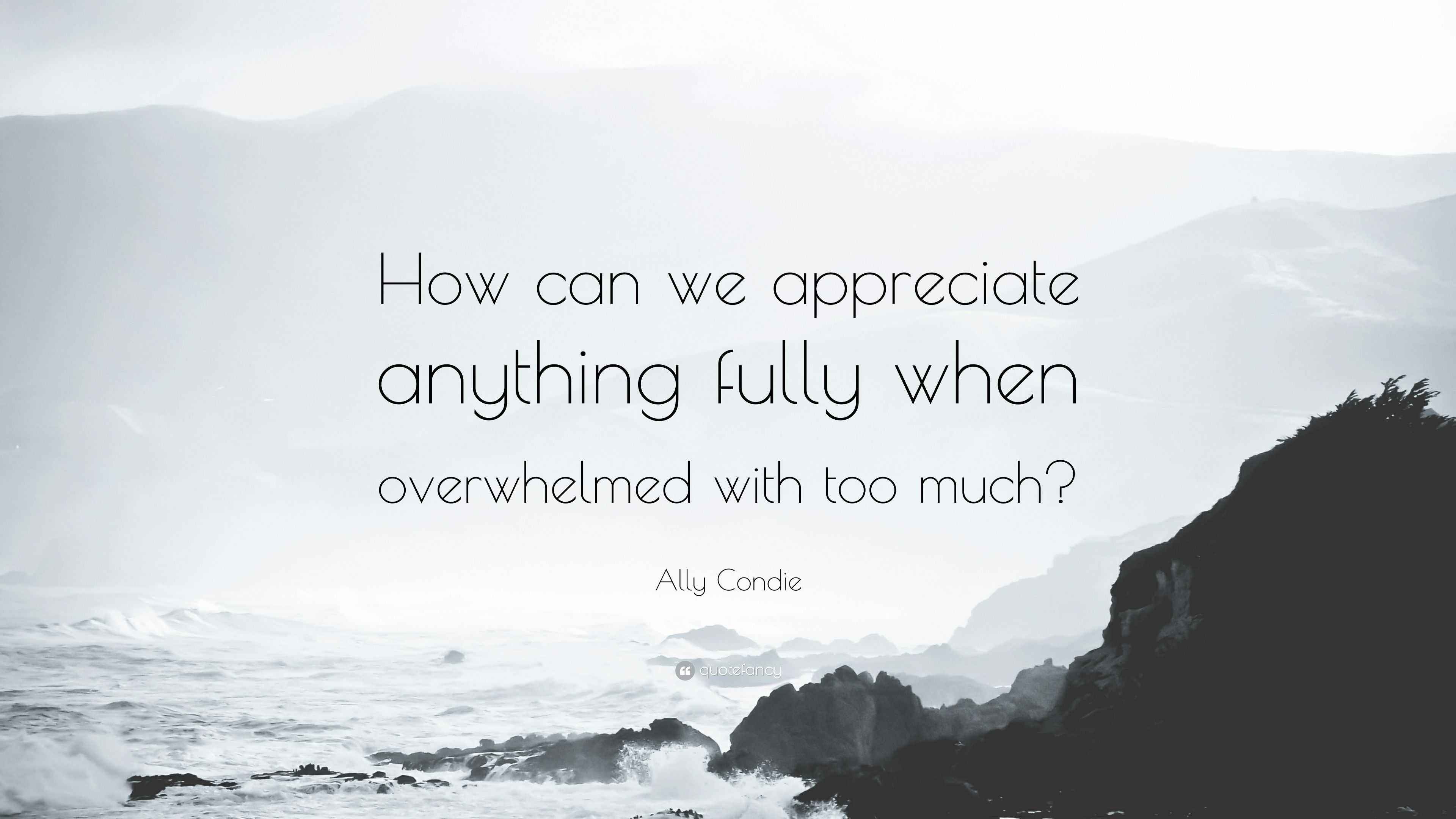 Ally Condie Quote: “How can we appreciate anything fully when ...