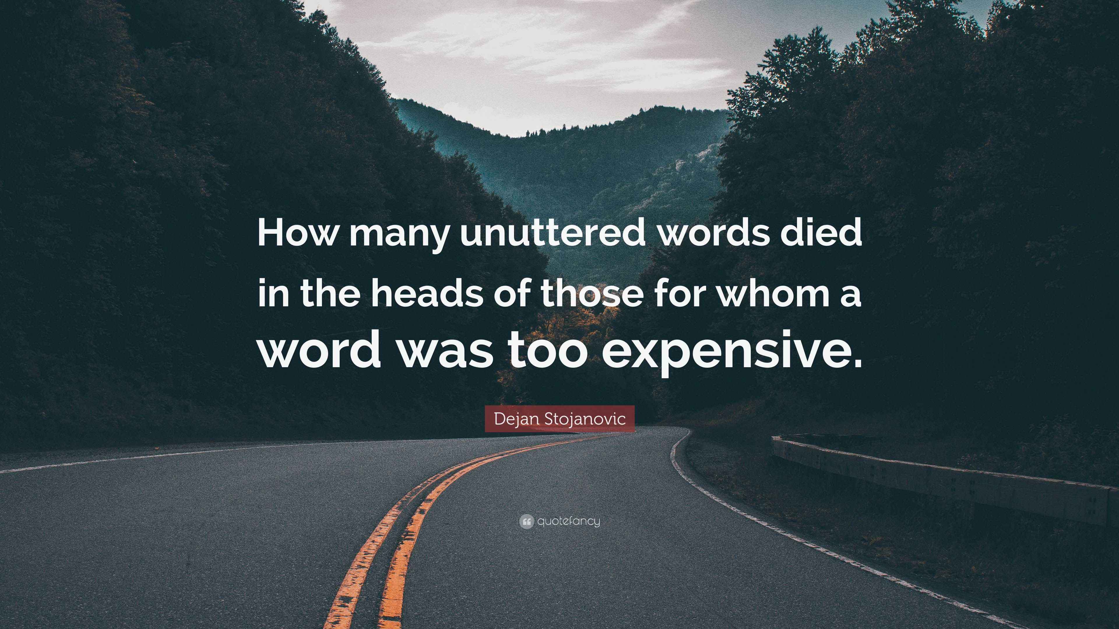 Dejan Stojanovic Quote: “How many unuttered words died in the heads of ...