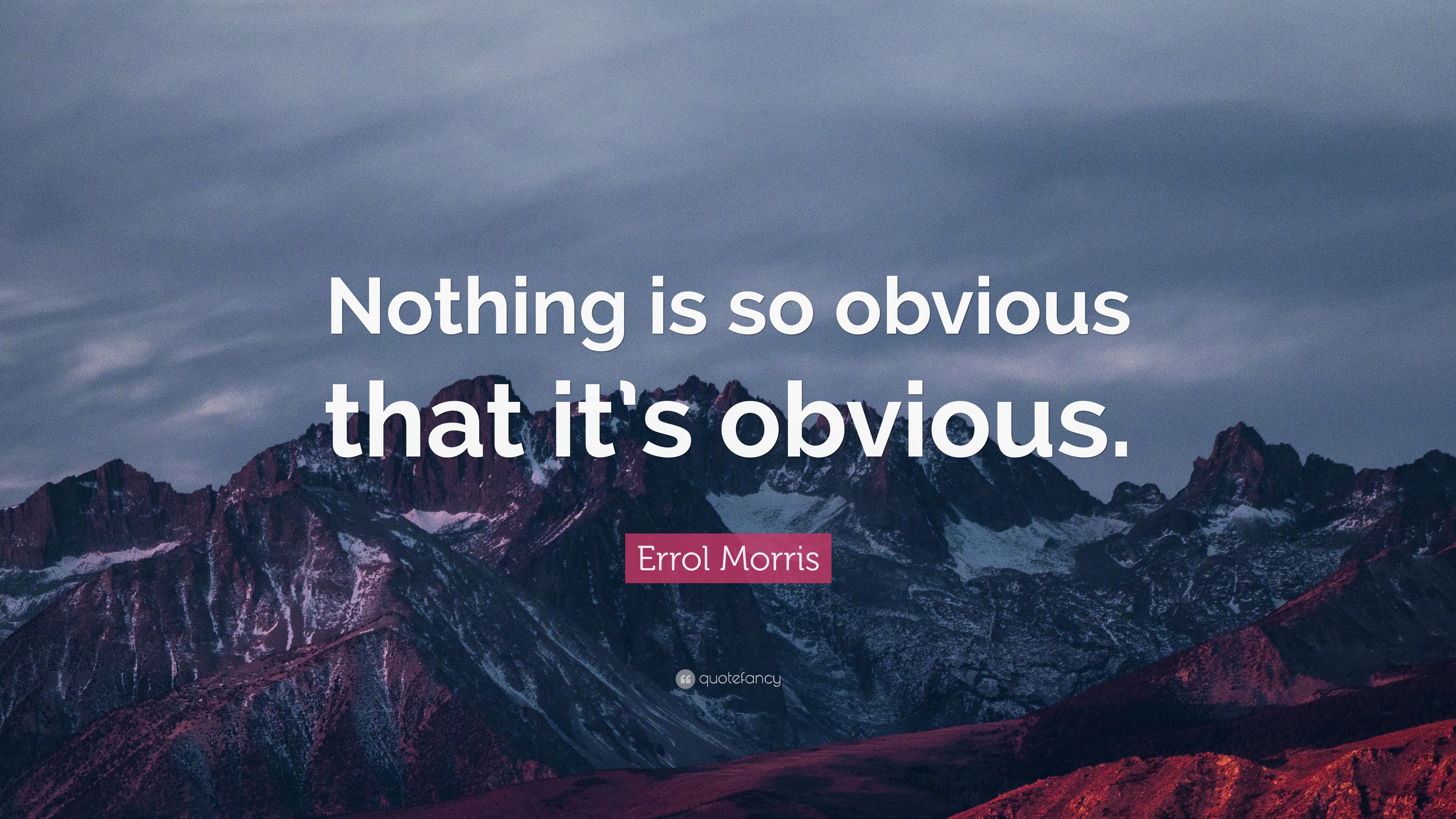 Errol Morris Quote: “Nothing is so obvious that it’s obvious.”
