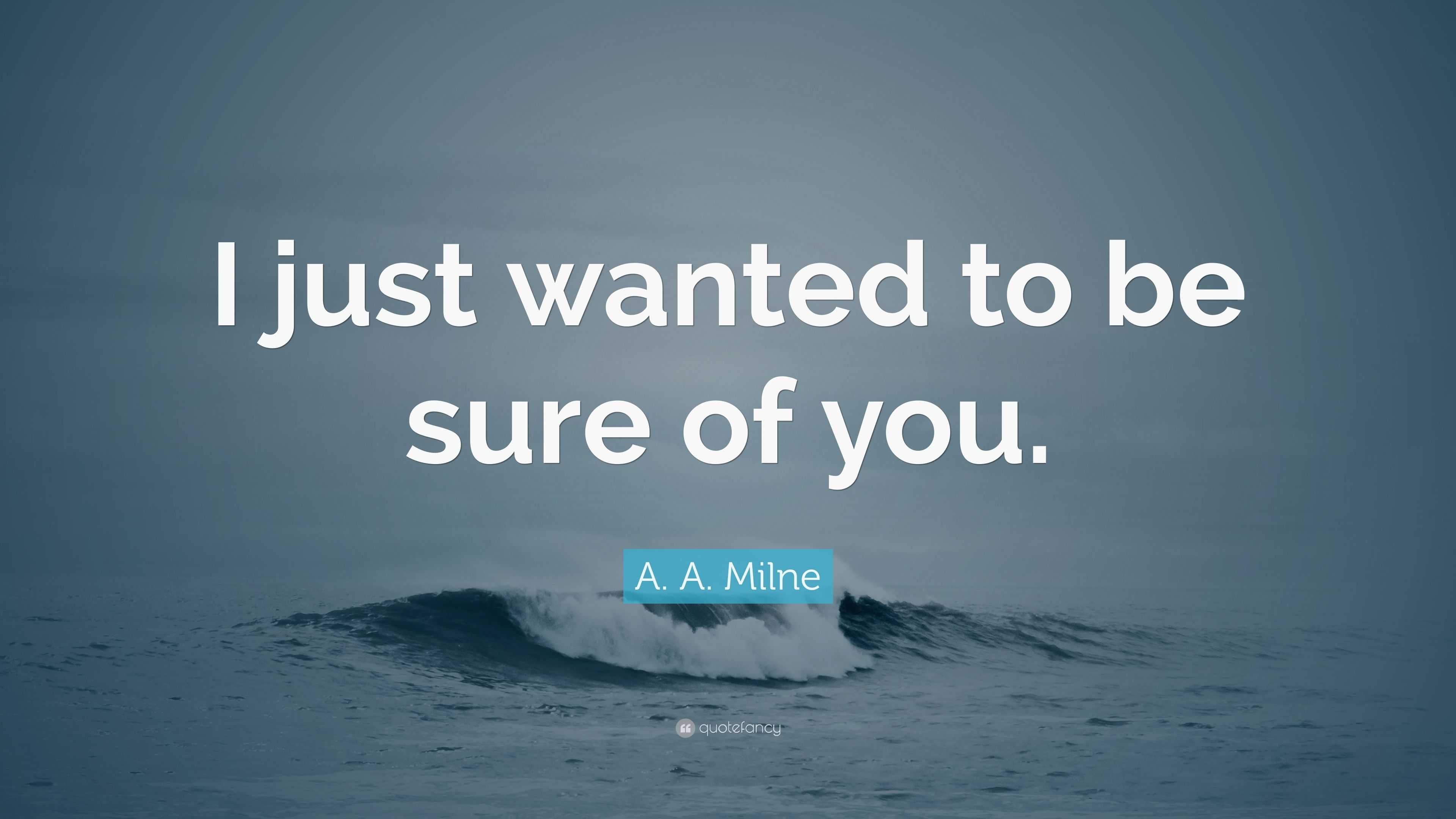 A. A. Milne Quote: “I just wanted to be sure of you.”